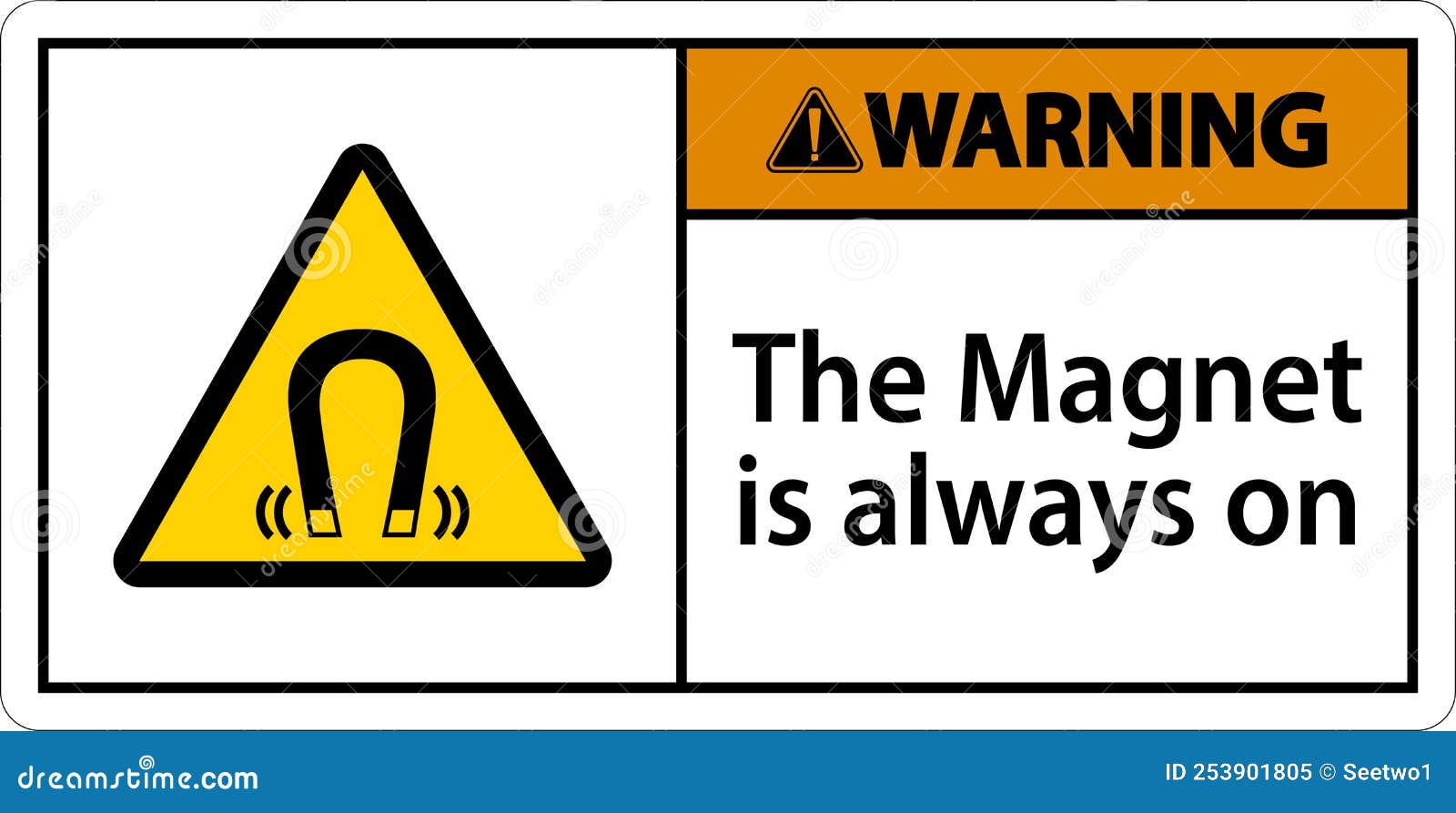 Warning Magnet is always Sign on White Background Stock Vector ...