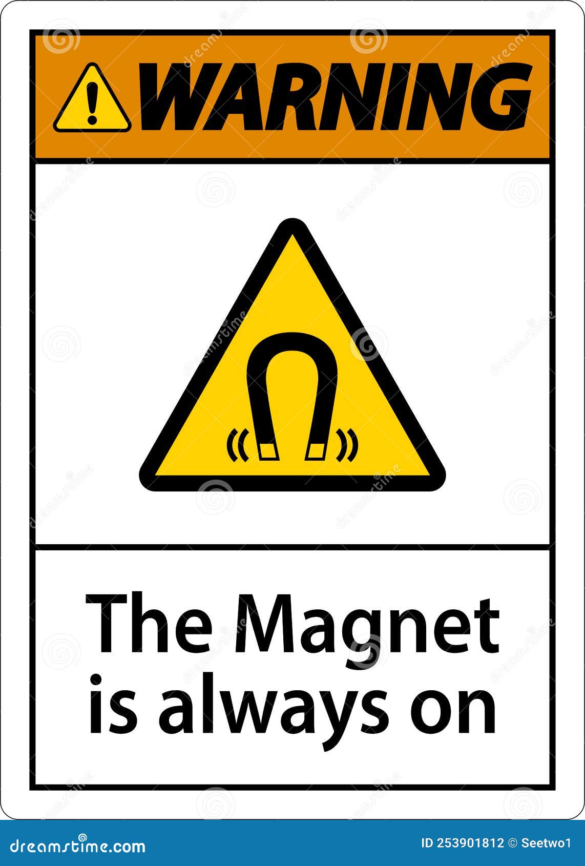 Warning Magnet is always Sign on White Background Stock Vector ...