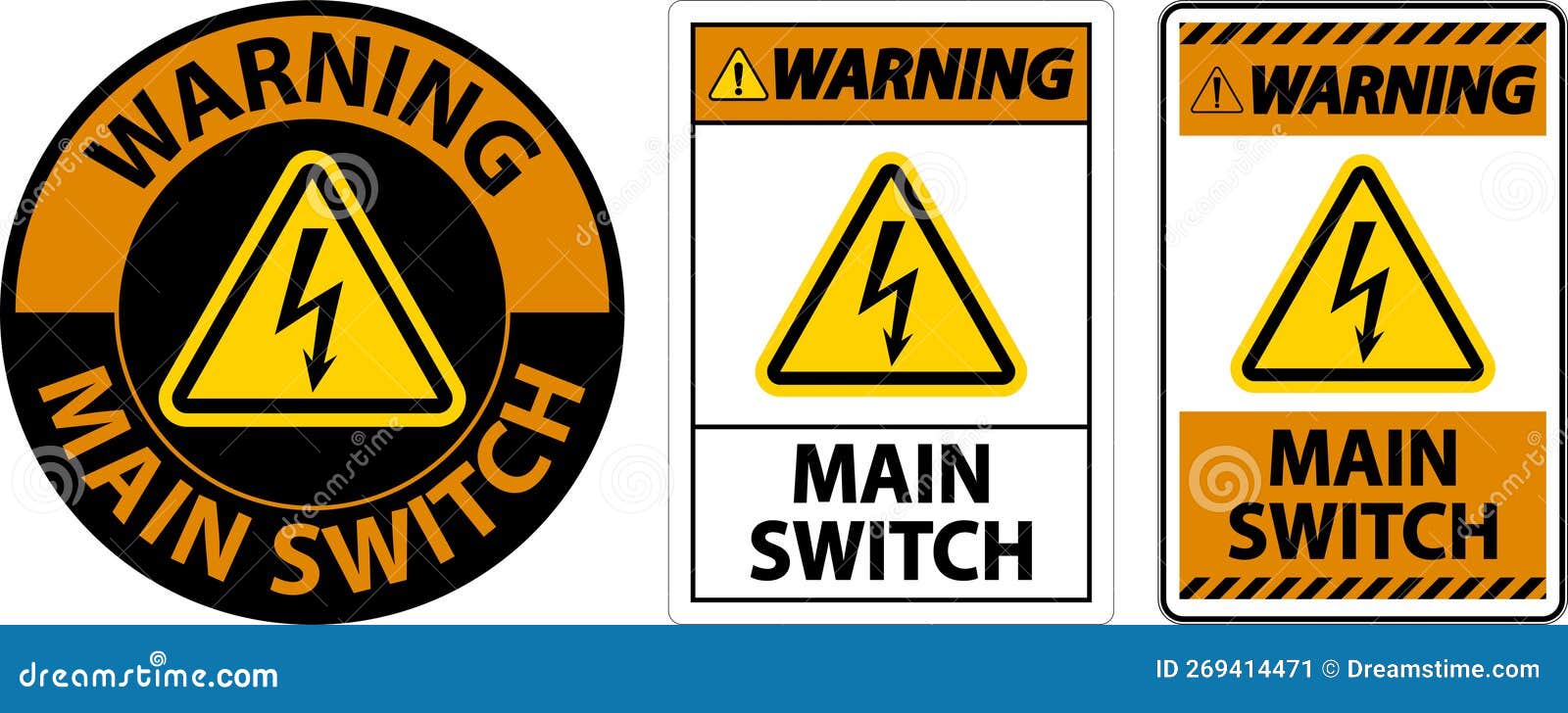 Warning Main Switch Sign on White Background Stock Vector ...
