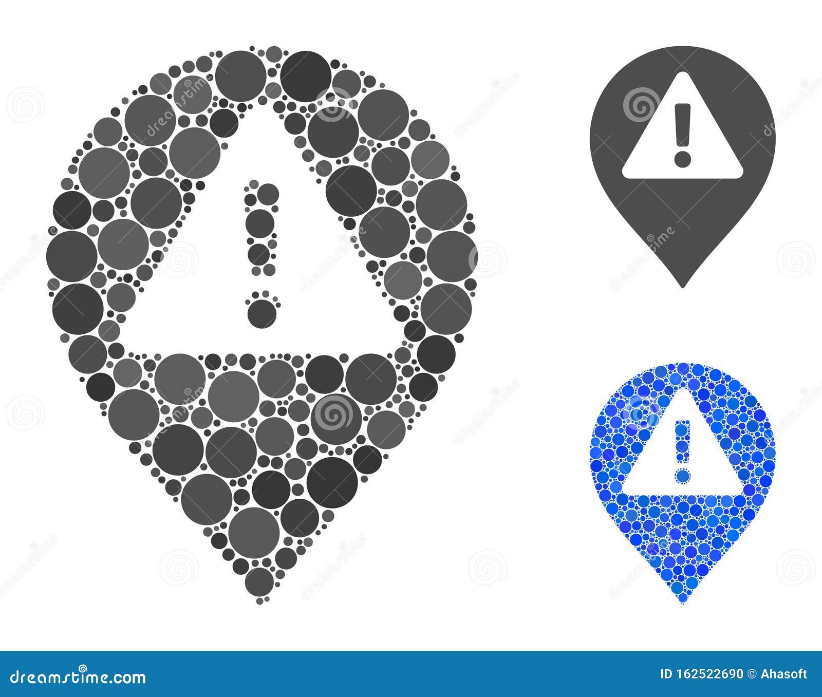 Warning Map Marker Composition Icon of Spheric Items Stock Vector ...
