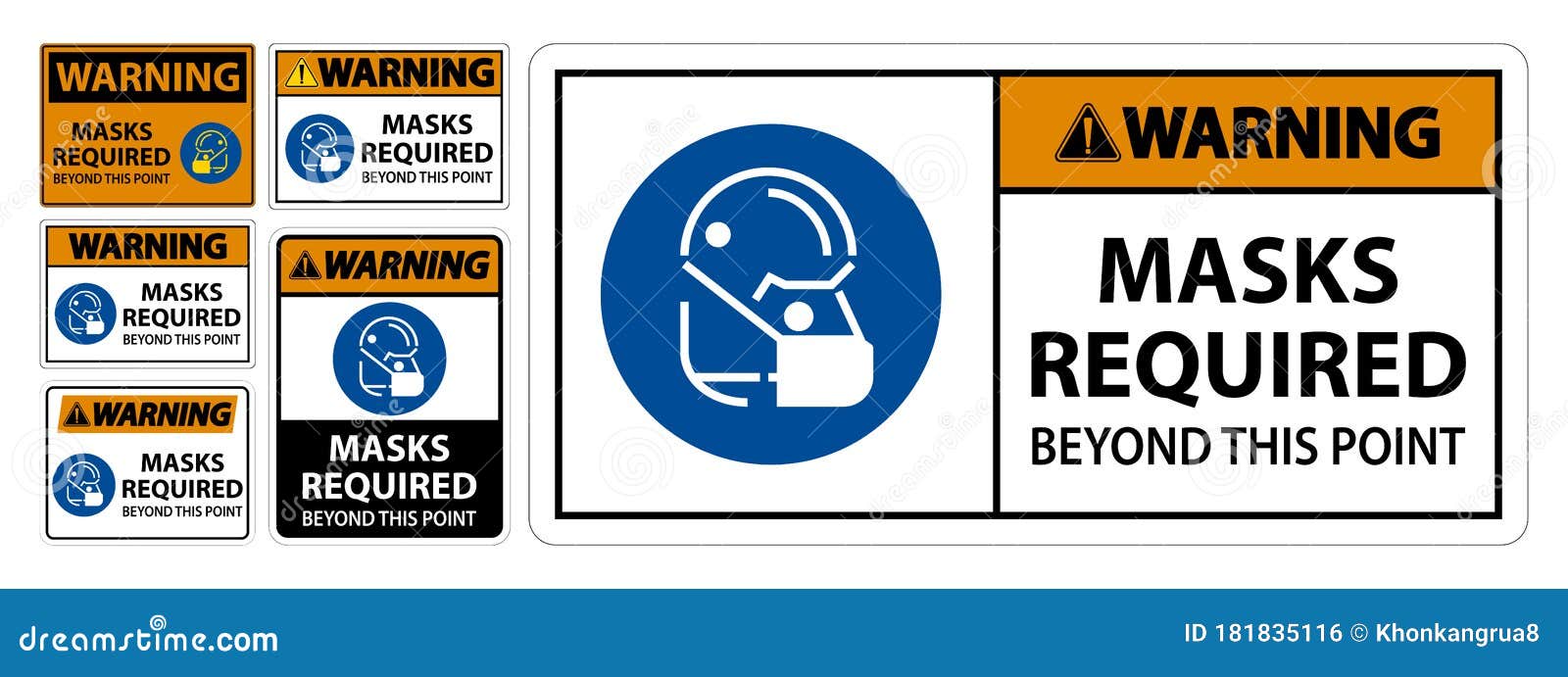 Warning Masks Required Beyond this Point Sign Stock Vector ...