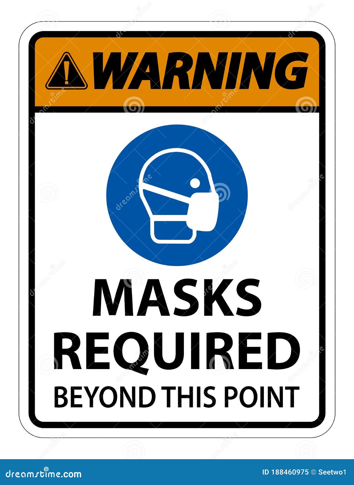 Warning Masks Required Beyond this Point Sign Isolate on White ...