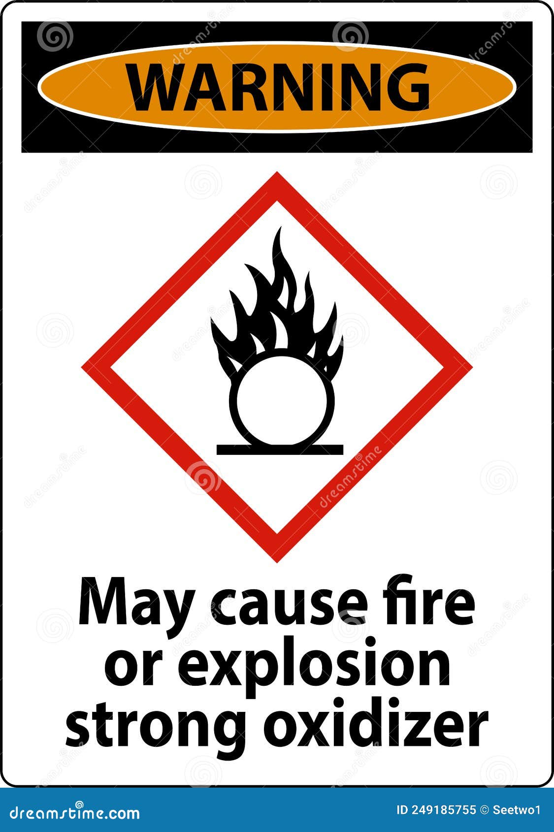 Warning May Cause Fire or Explosion Sign on White Background Stock ...