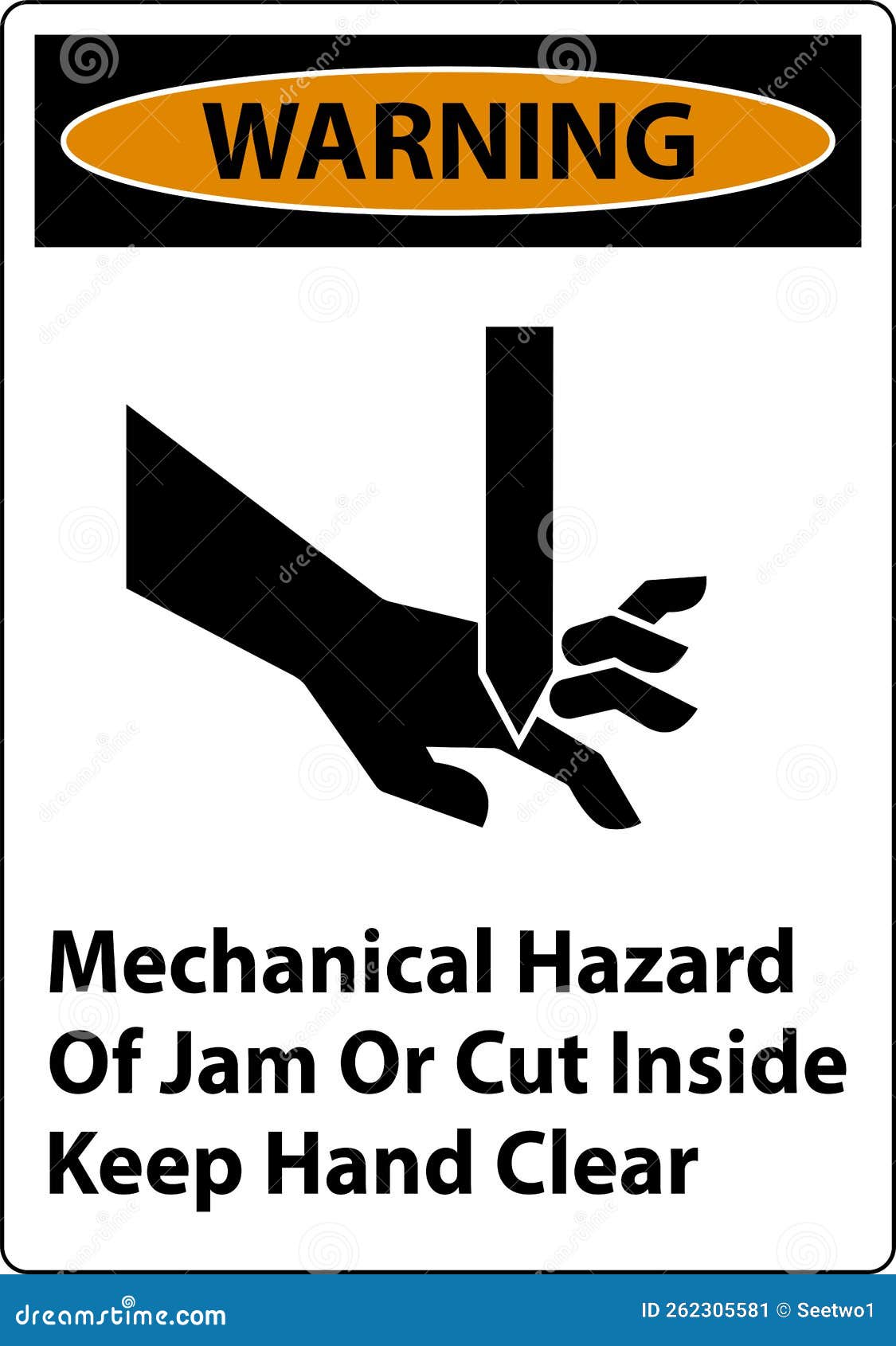 Warning Mechanical Hazard of Jam or Cut Inside Keep Hand Clear Stock ...