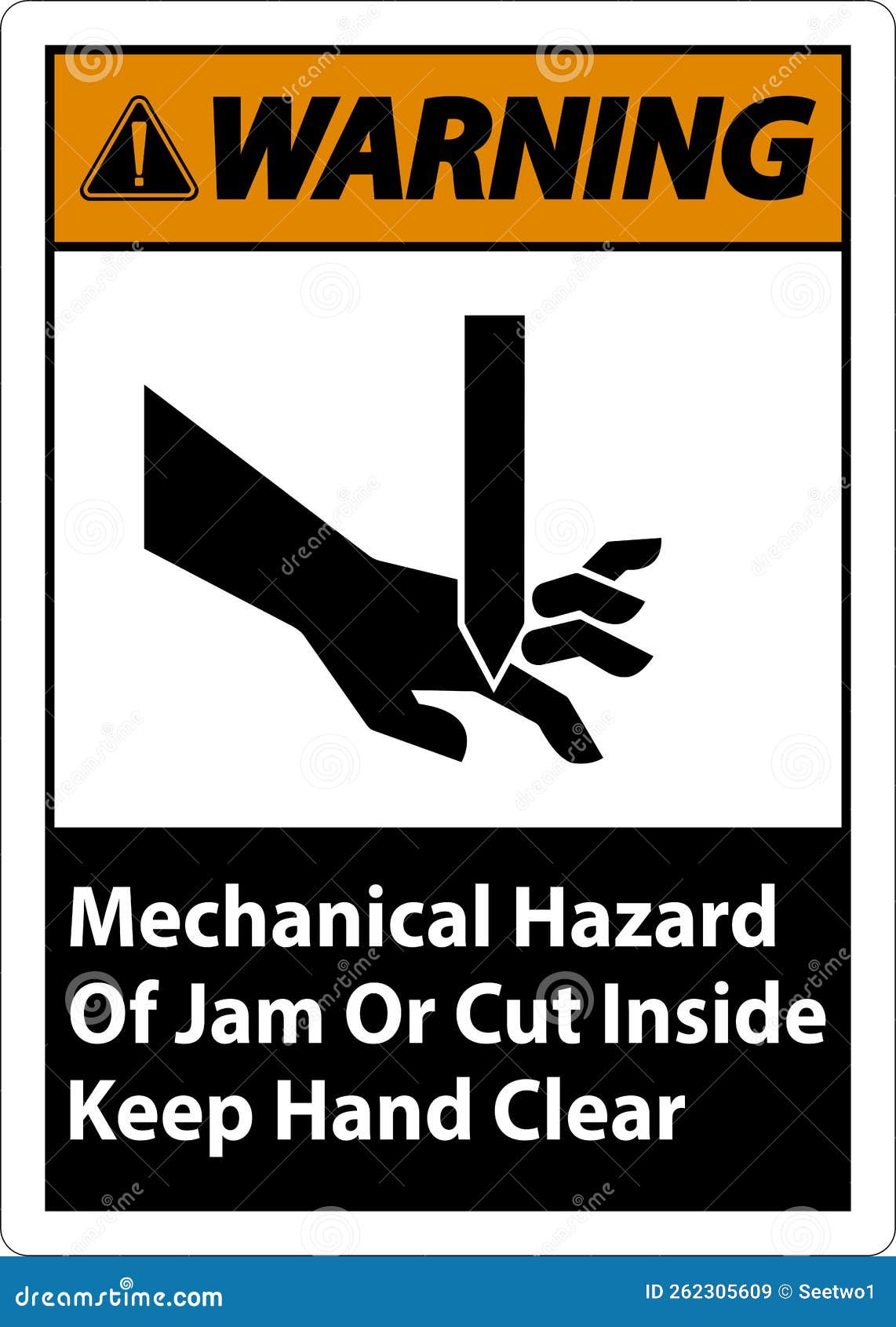 Warning Mechanical Hazard of Jam or Cut Inside Keep Hand Clear Stock ...