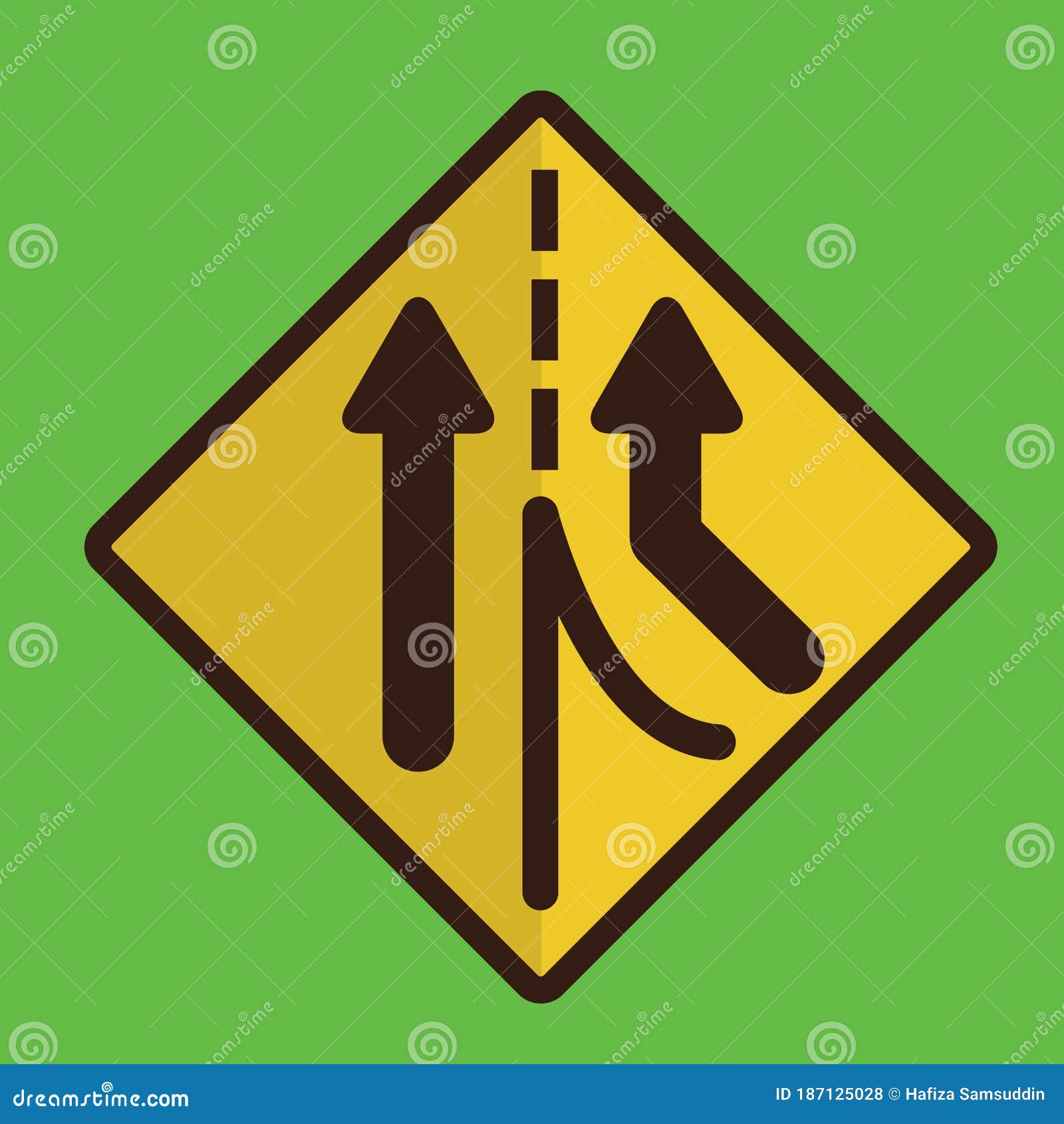 Warning Merge Road Sign. Vector Illustration Decorative Design Stock ...