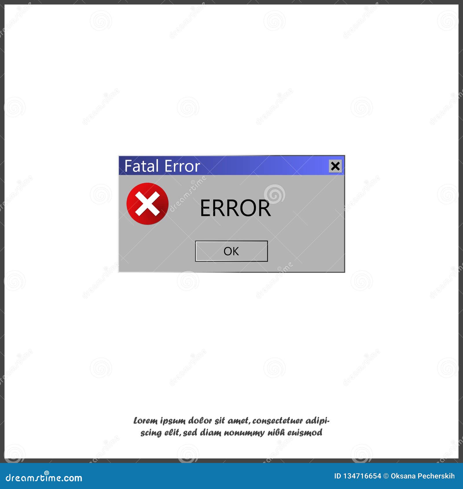 Warning Message about an Error in the Operating System. Vector ... Warning Message about an Error in the Operating System. Vector ...