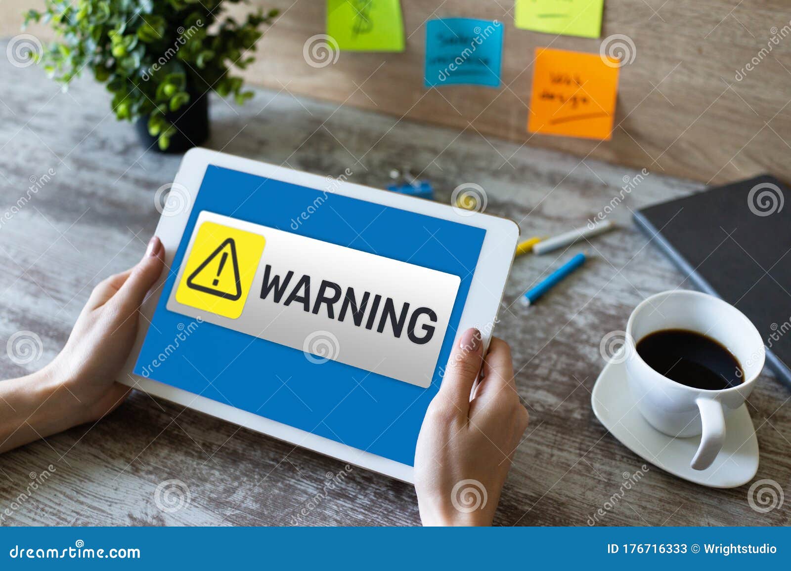 Warning Message Sign on Screen. Virus Detection Security Breathe ...