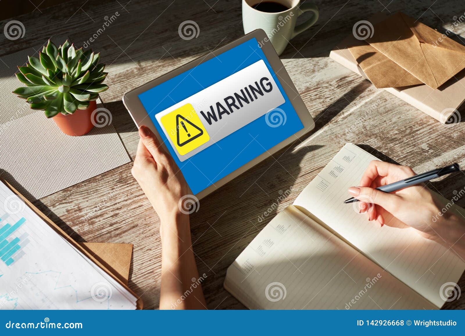 Warning Message Sign on Screen. Virus Detection Security Breathe ...