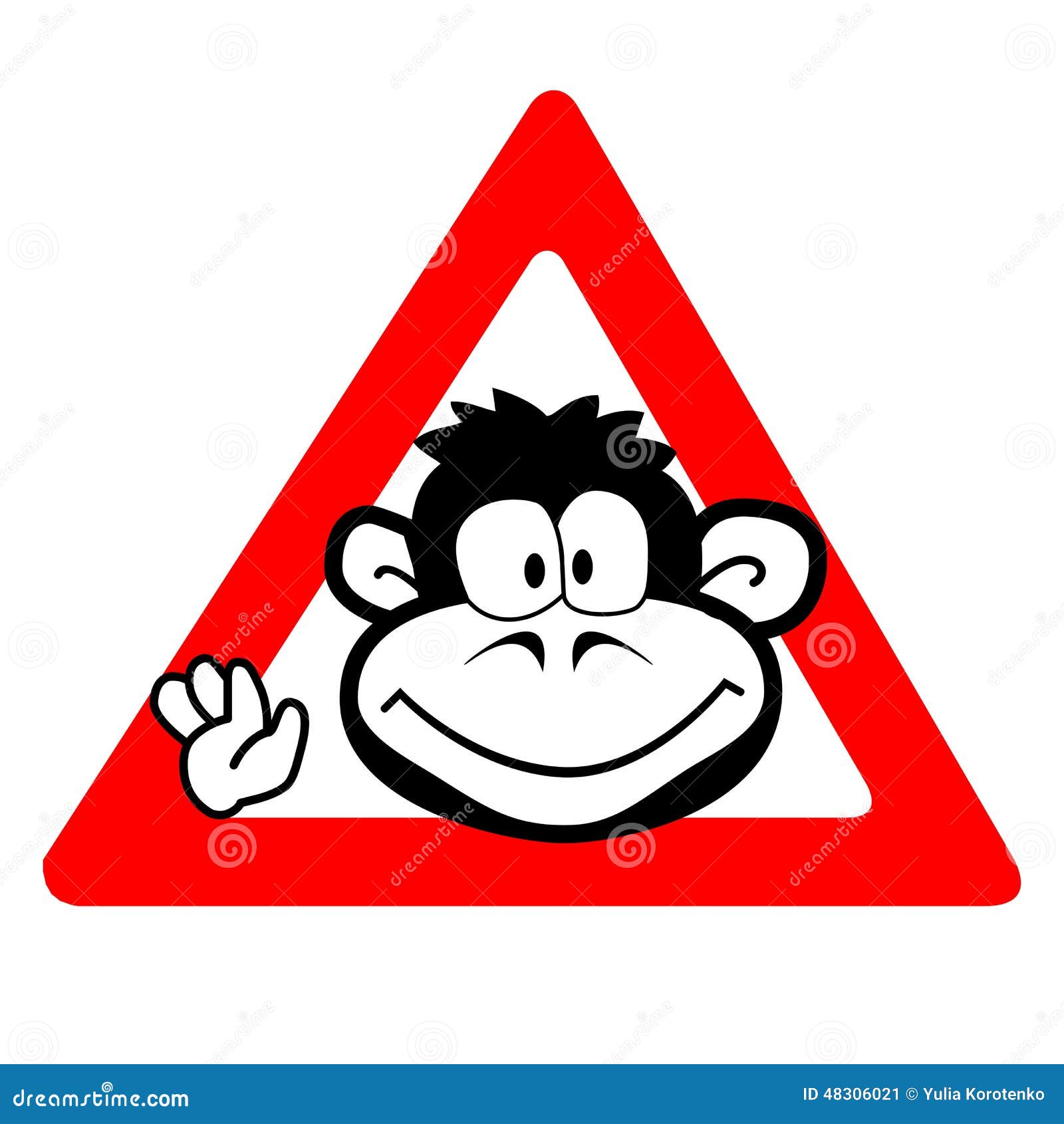 Monkey Warning Sign Red. Primacy Of Hazard Attention Symbol. Dan ...