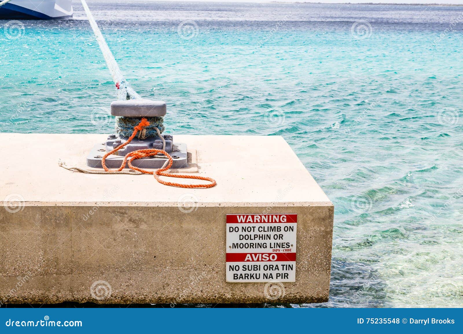 Warning on Mooring Platform Stock Photo - Image of danger, lines: 75235548
