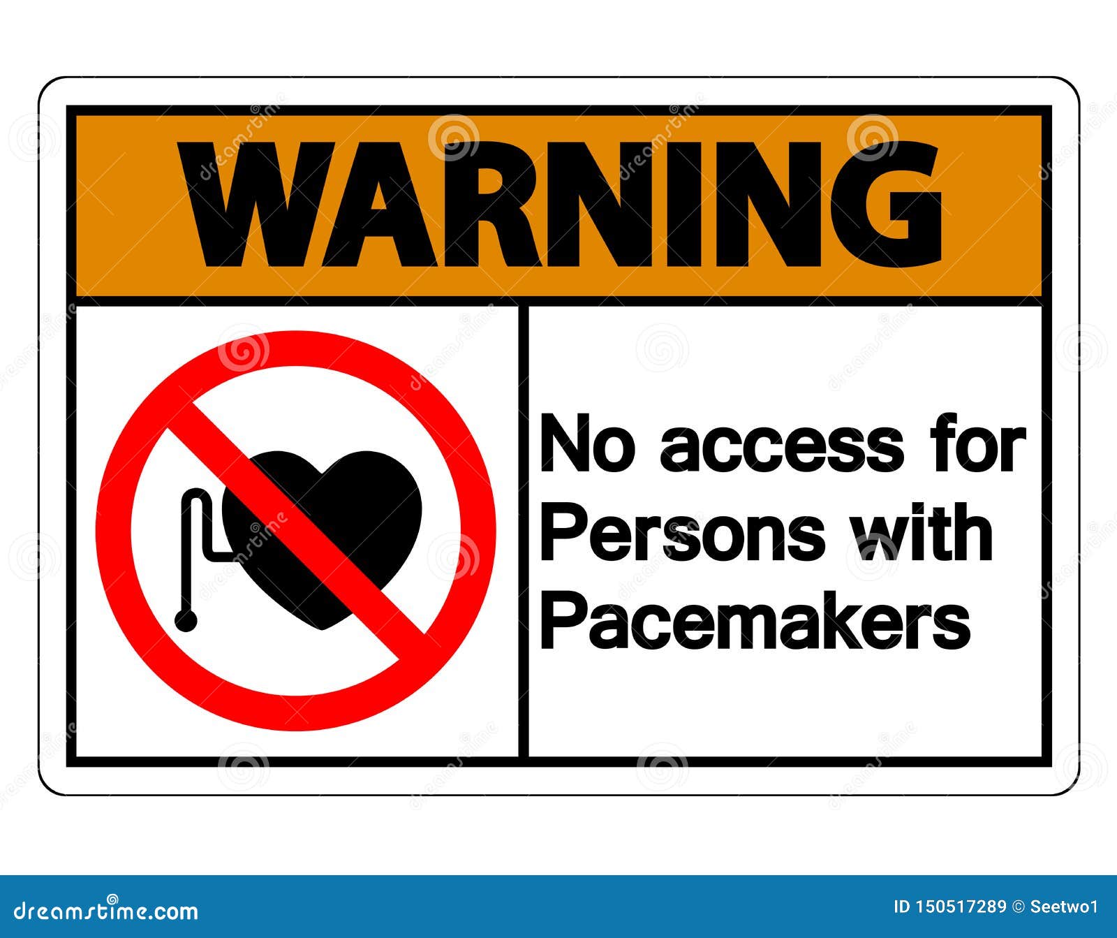 Warning No Access for Persons with Pacemaker Symbol Sign Isolate on ...