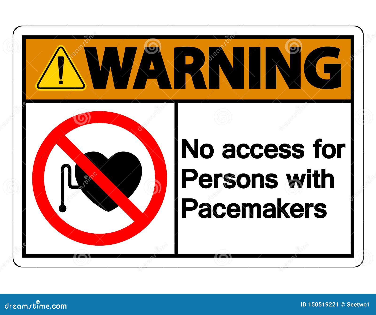 Warning No Access for Persons with Pacemaker Symbol Sign Isolate on ...