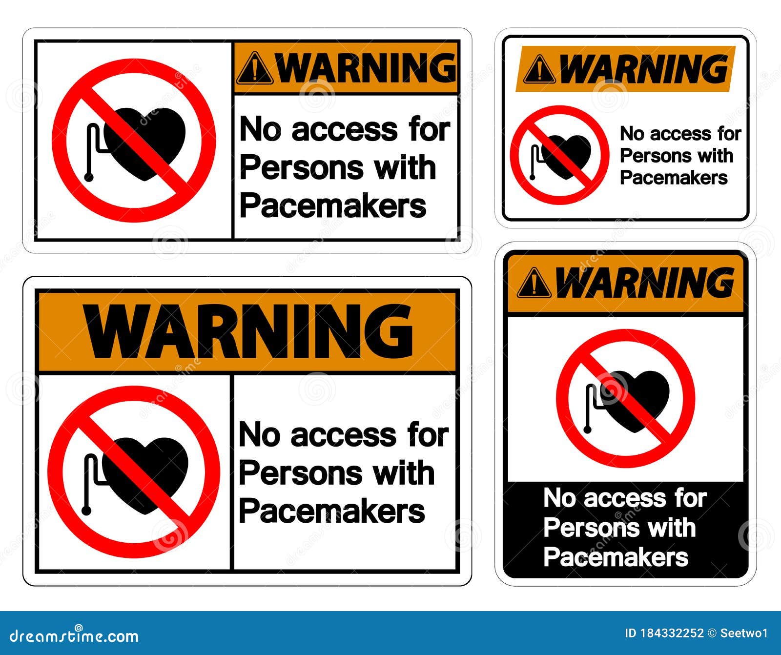 Warning No Access for Persons with Pacemaker Symbol Sign on White ...