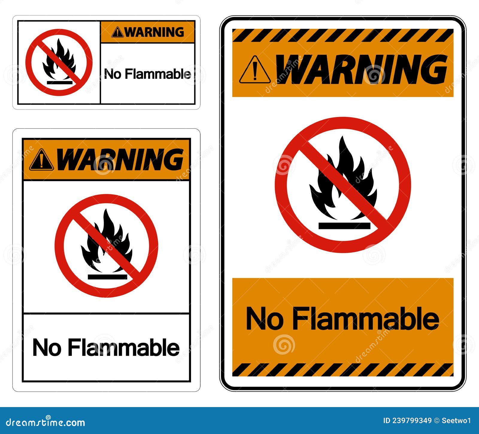 Warning No Flammable Symbol Sign on White Background Stock Vector ...