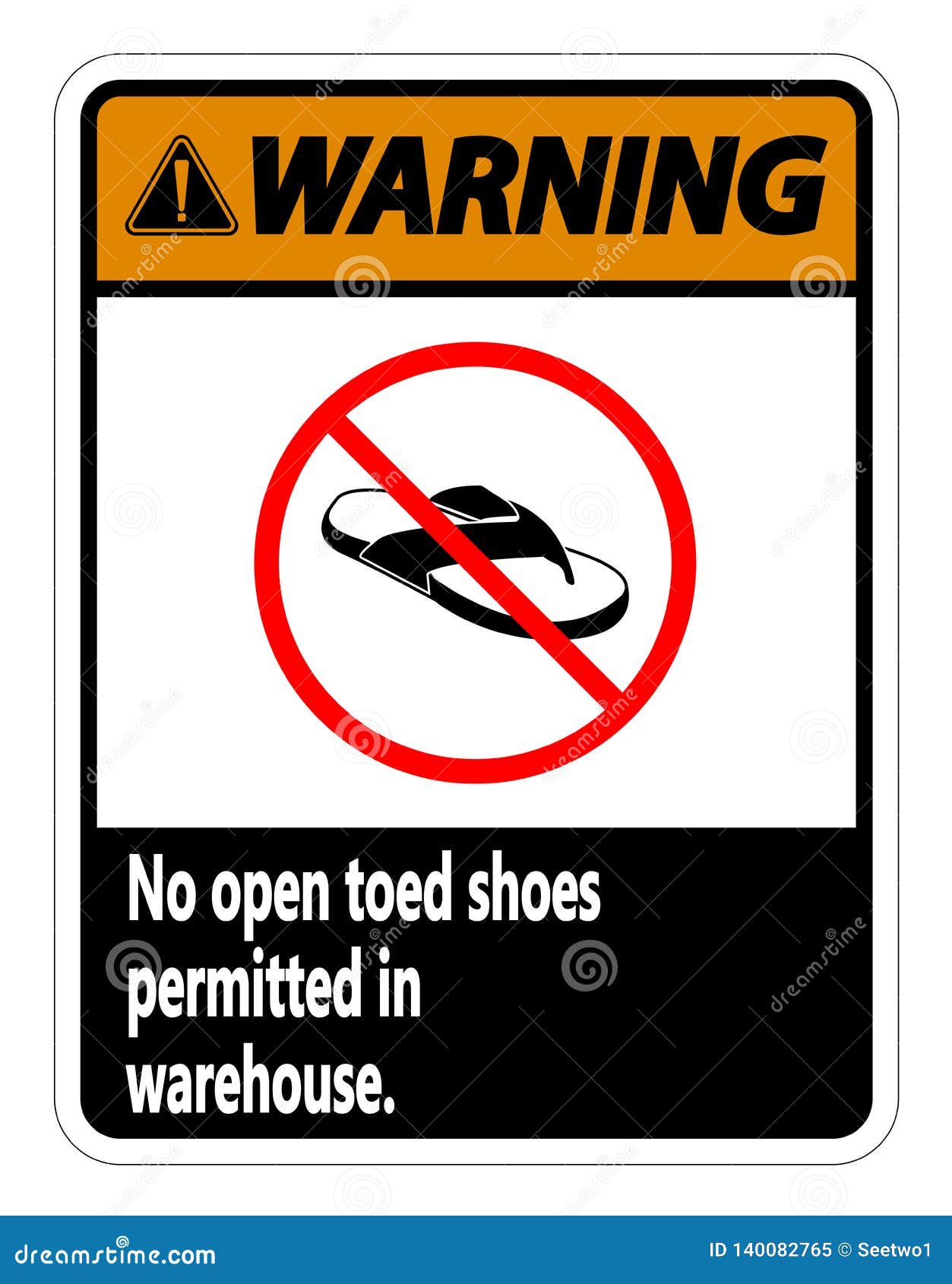 Symbol Warning No Open Toed Shoes Sign on White Background Stock Vector ...