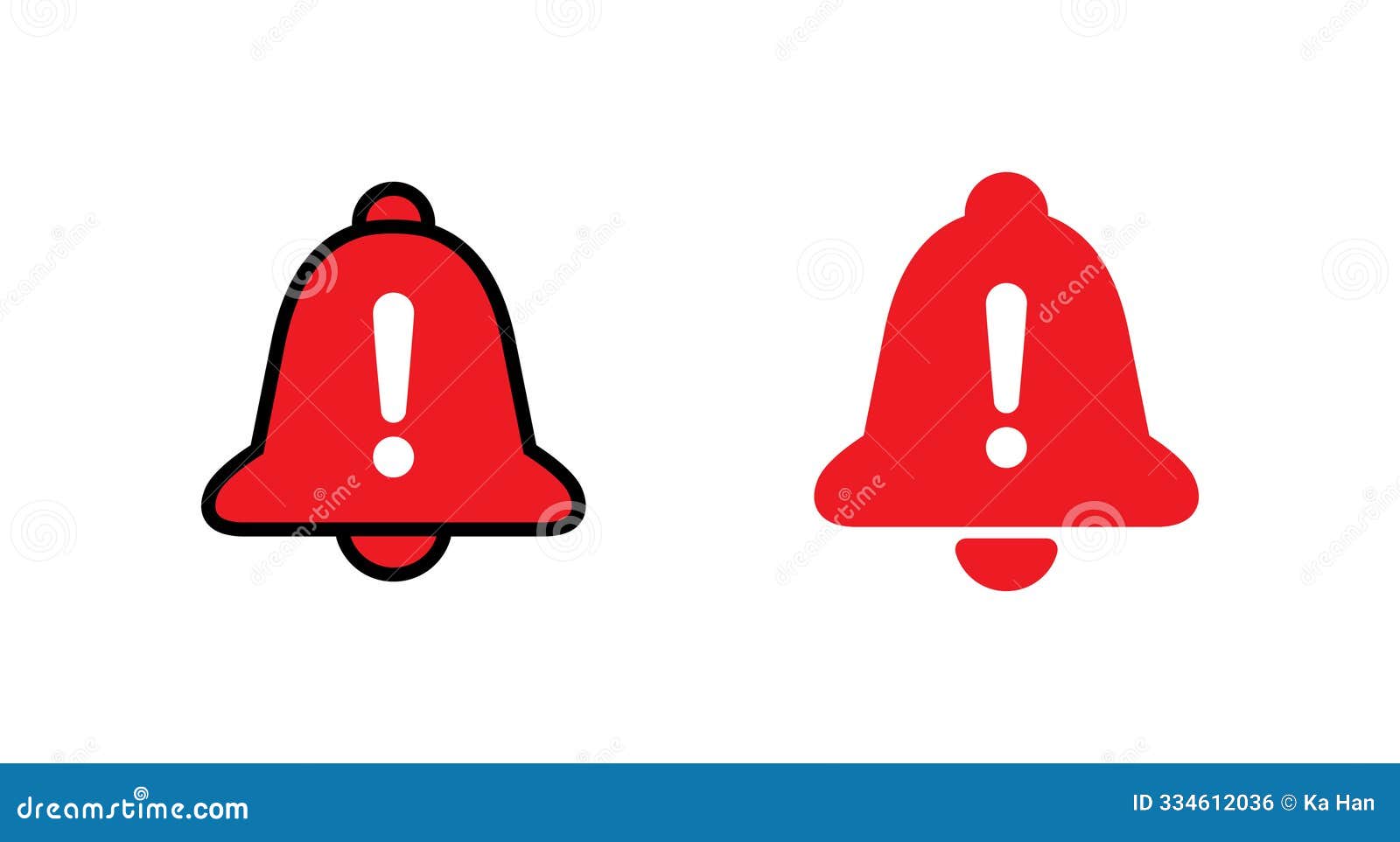 Warning Notification Bell Icon in Flat Style. Exclamation Mark on Bells ...