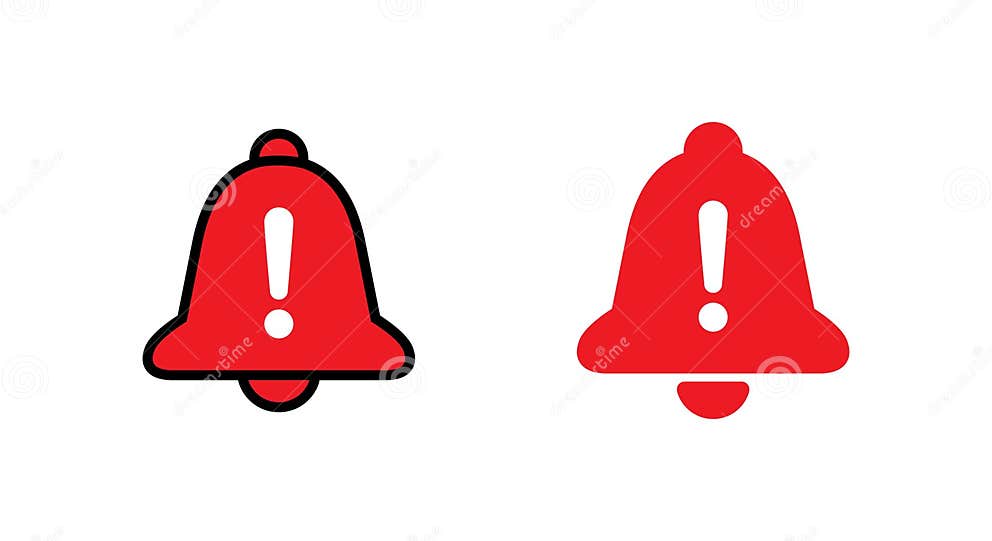 Warning Notification Bell Icon in Flat Style. Exclamation Mark on Bells ...