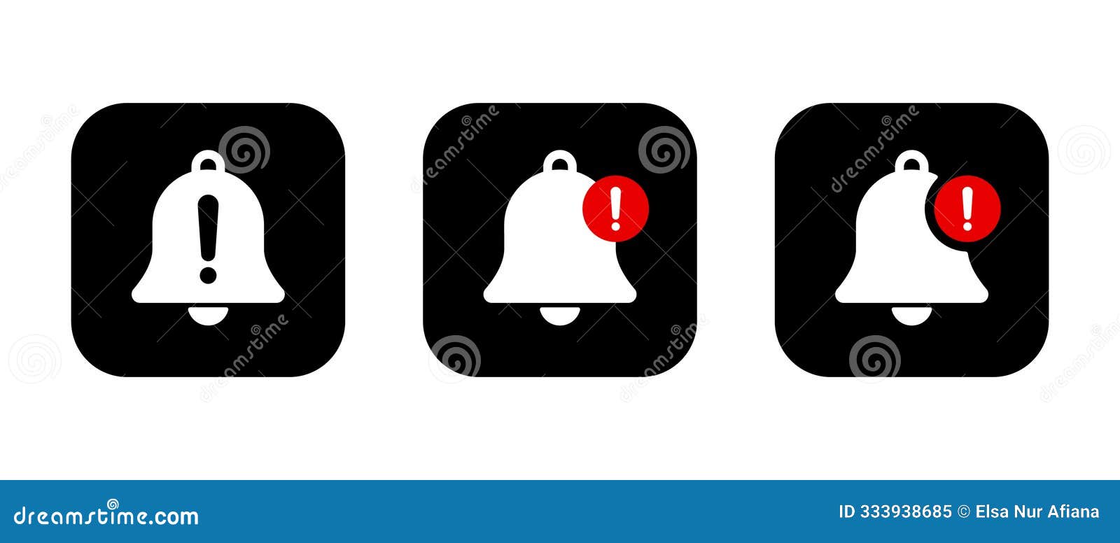Warning Notification Bell Icon on Black Square Stock Illustration ...