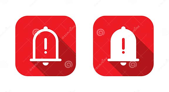 Warning Notification Bell Icon with Red Square. Exclamation Mark on ...
