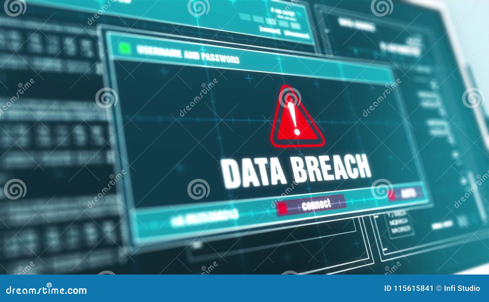 Data Breach Warning System Security Alert Error Message on Computer ...