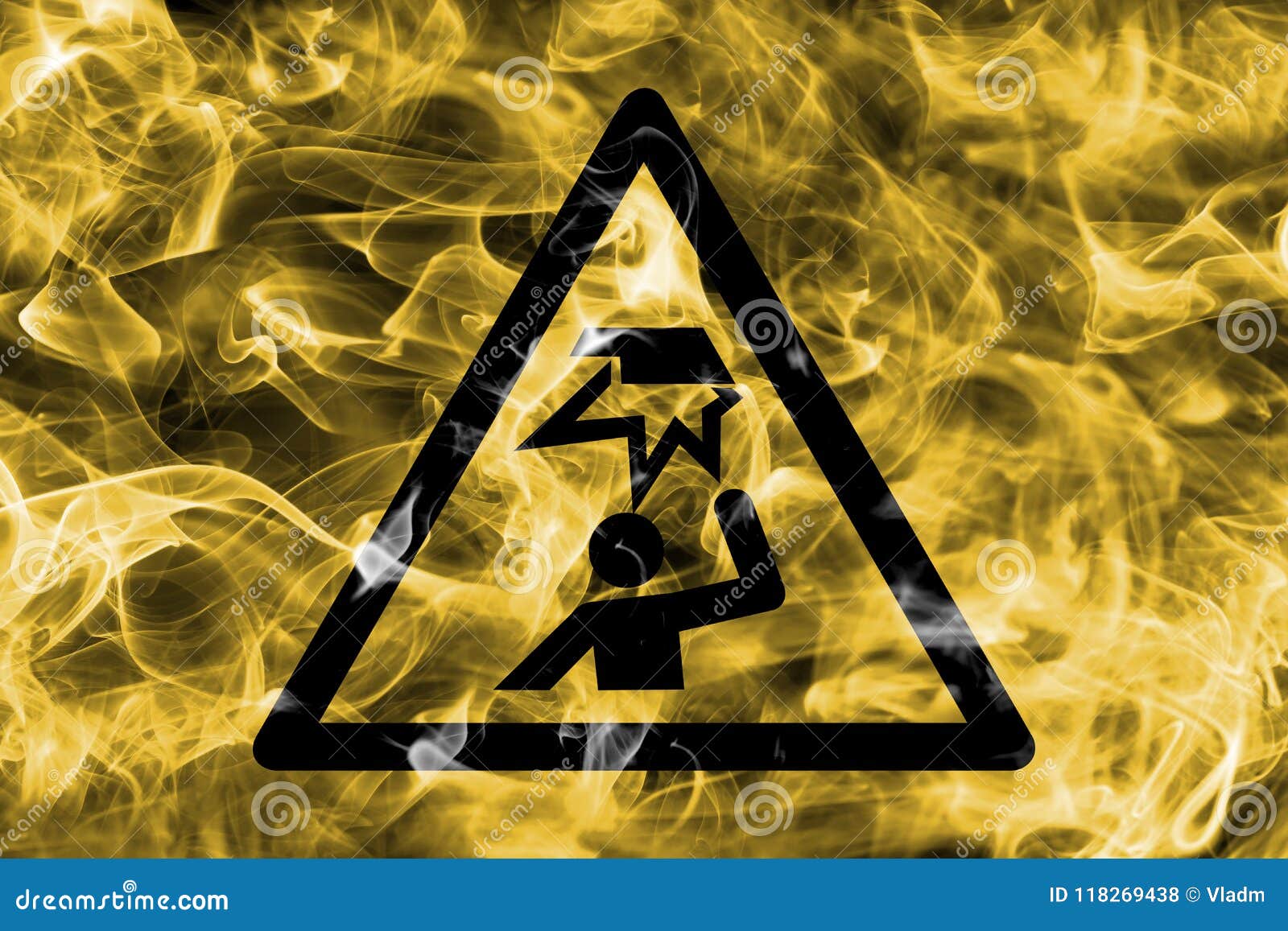 Warning of Obstacles in the Head Area Hazard Warning Smoke Sign. Stock ...