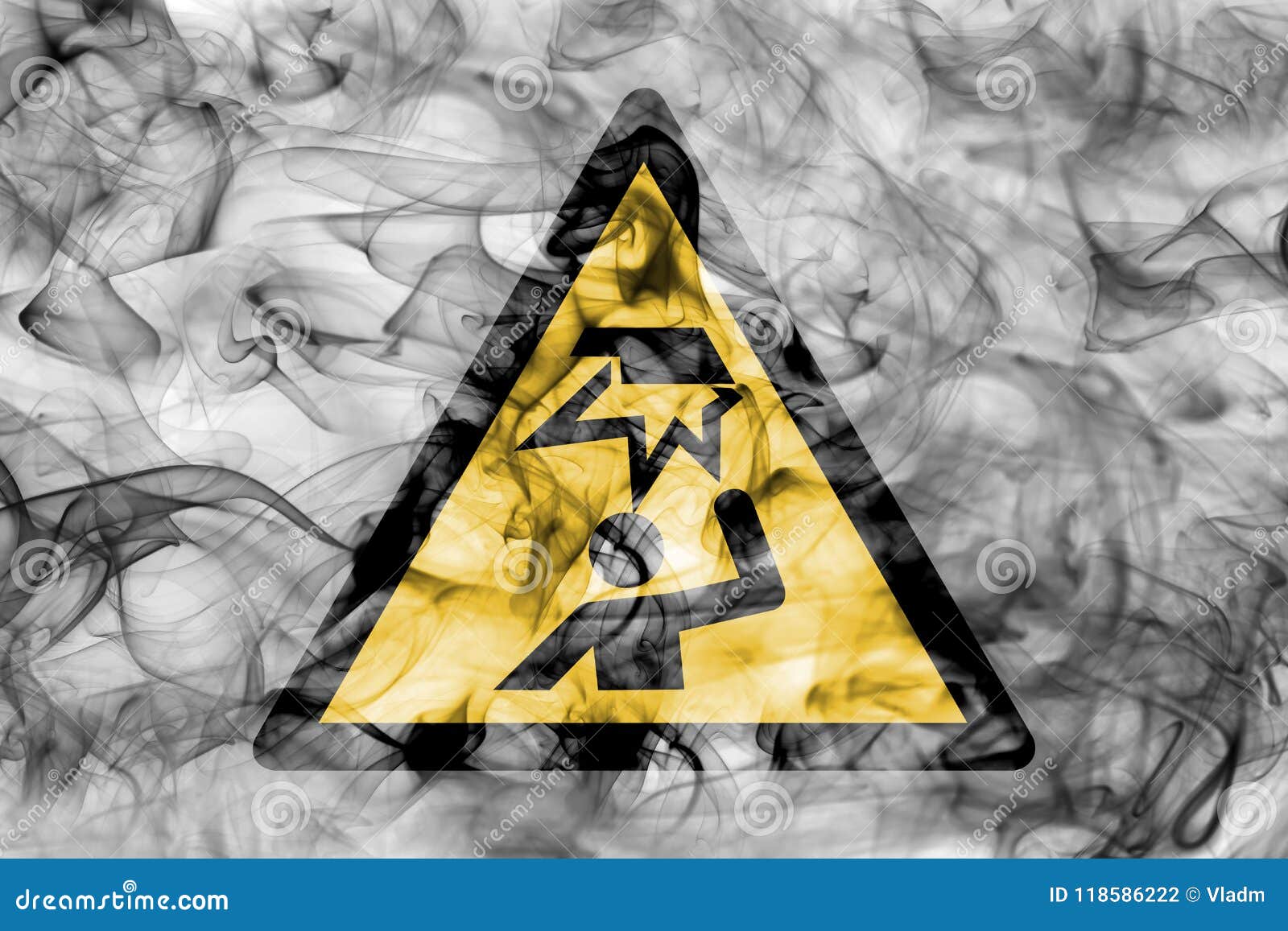 Warning of Obstacles in the Head Area Hazard Warning Smoke Sign. Stock ...