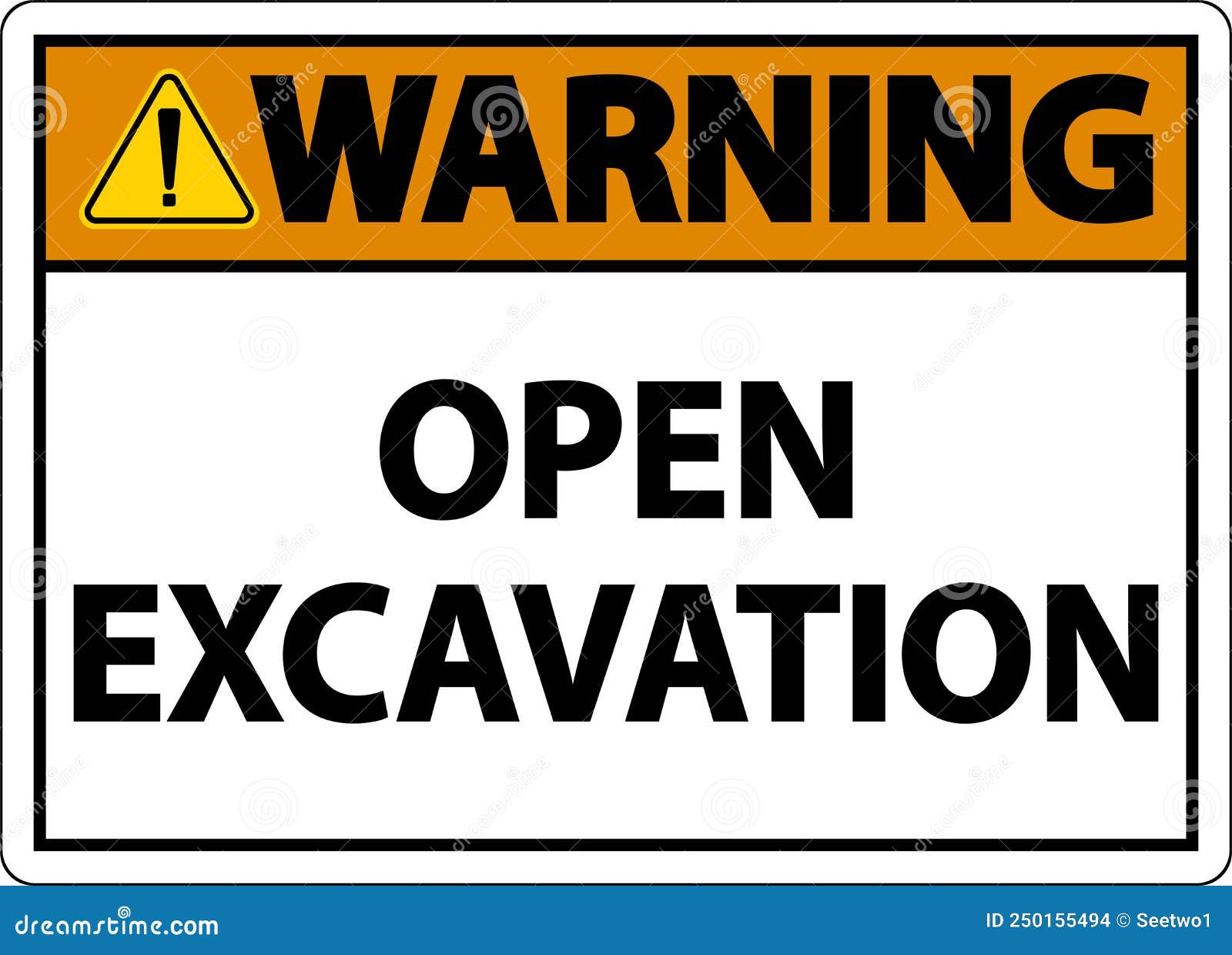 Warning Open Excavation Sign on White Background Stock Vector ...