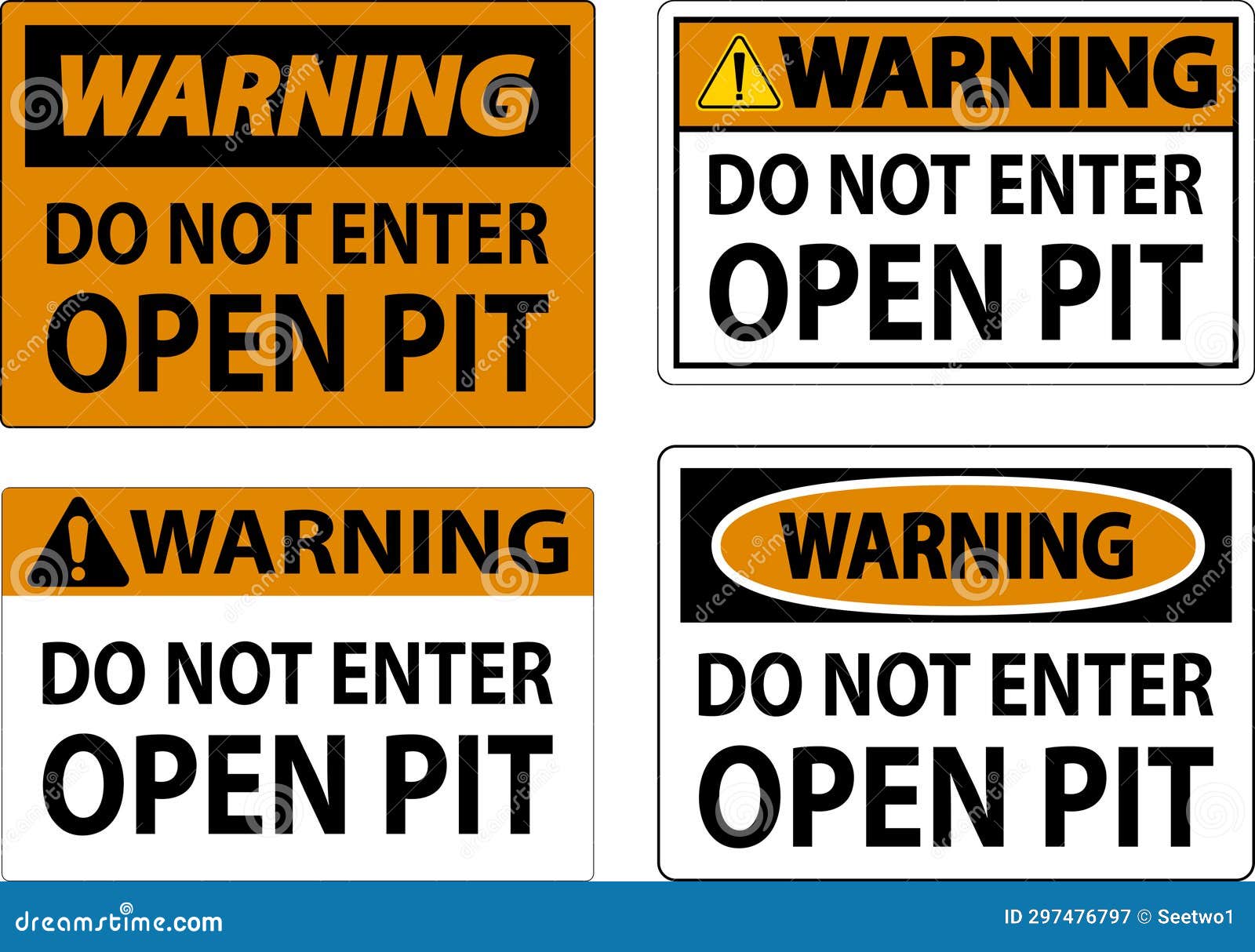 Warning Open Pit Sign Do Not Enter Open Pit Stock Vector - Illustration ...