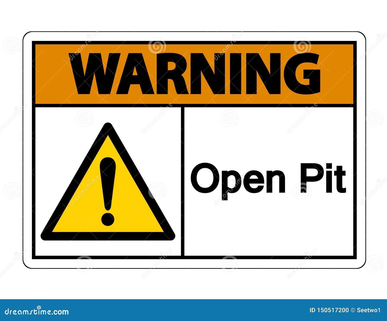 Warning Open Pit Symbol Sign Isolate on White Background,Vector ...