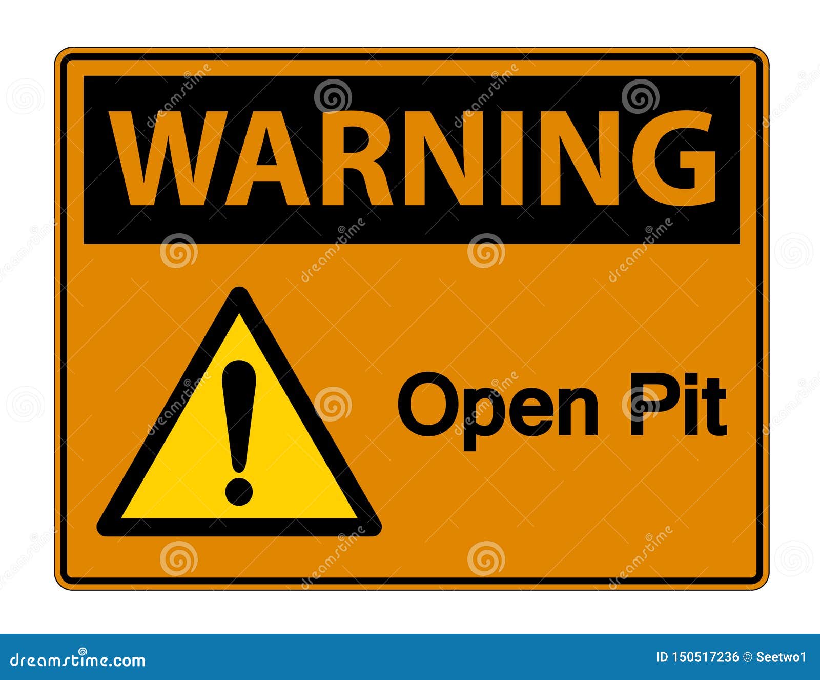 Warning Open Pit Symbol Sign Isolate on White Background,Vector ...