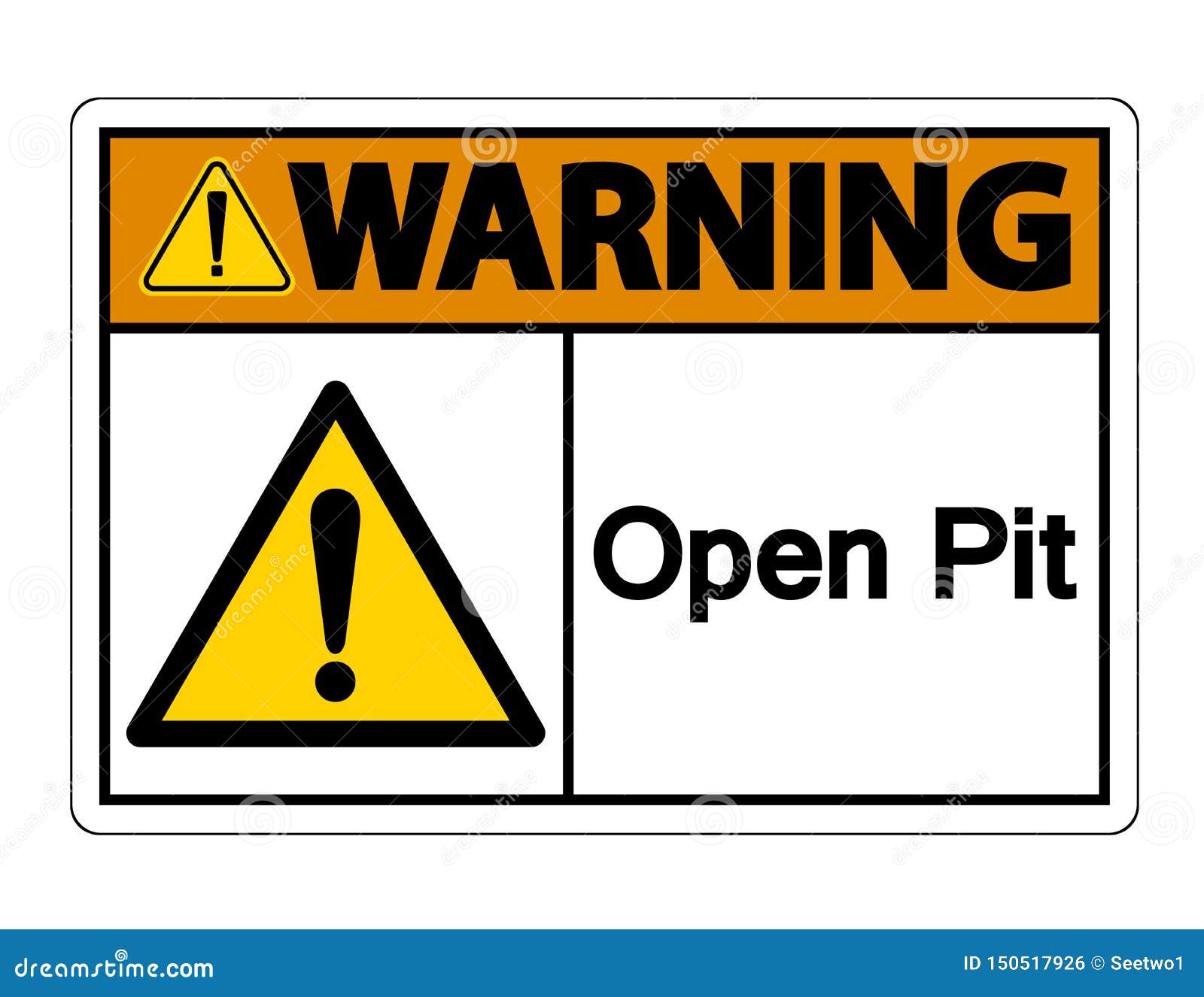 Warning Open Pit Symbol Sign Isolate on White Background,Vector ...