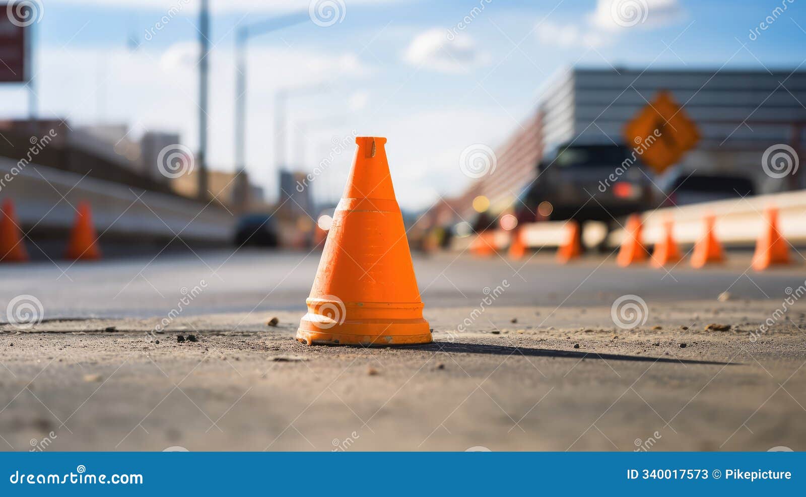 Warning orange cone stock illustration. Illustration of safety - 340017573