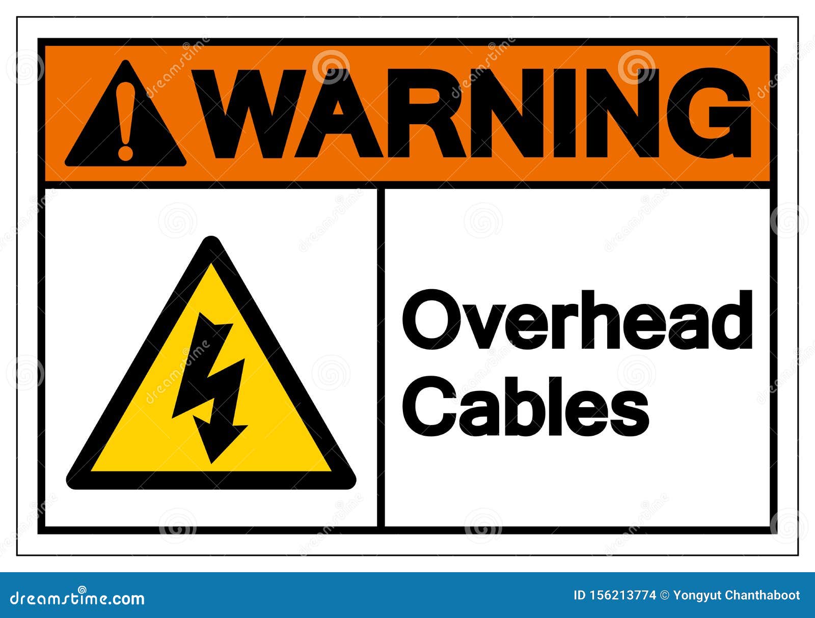 Warning Overhead Cables Symbol Sign ,Vector Illustration, Isolate On ...