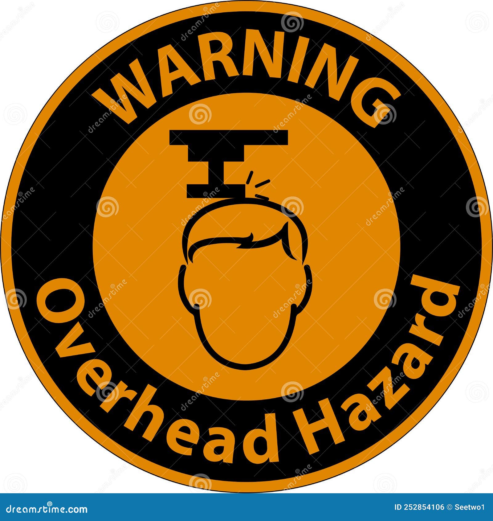 Warning Overhead Hazard Sign on White Background Stock Vector ...