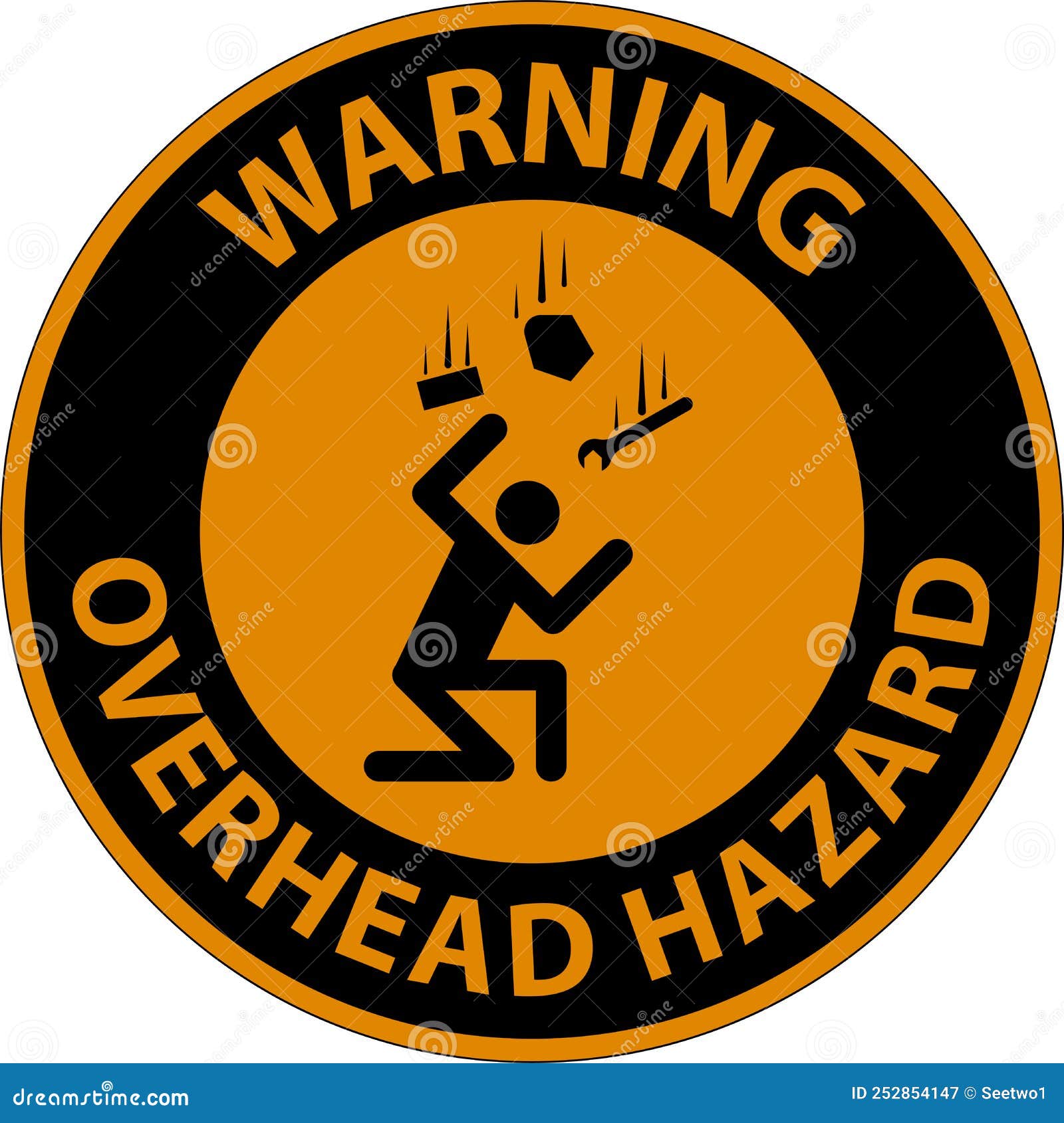 Warning Overhead Hazard Sign on White Background Stock Vector ...