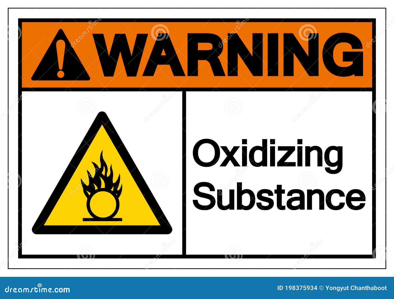 Oxidizer Warning Sign. Class 5 Dangerous Goods Plates Vector ...