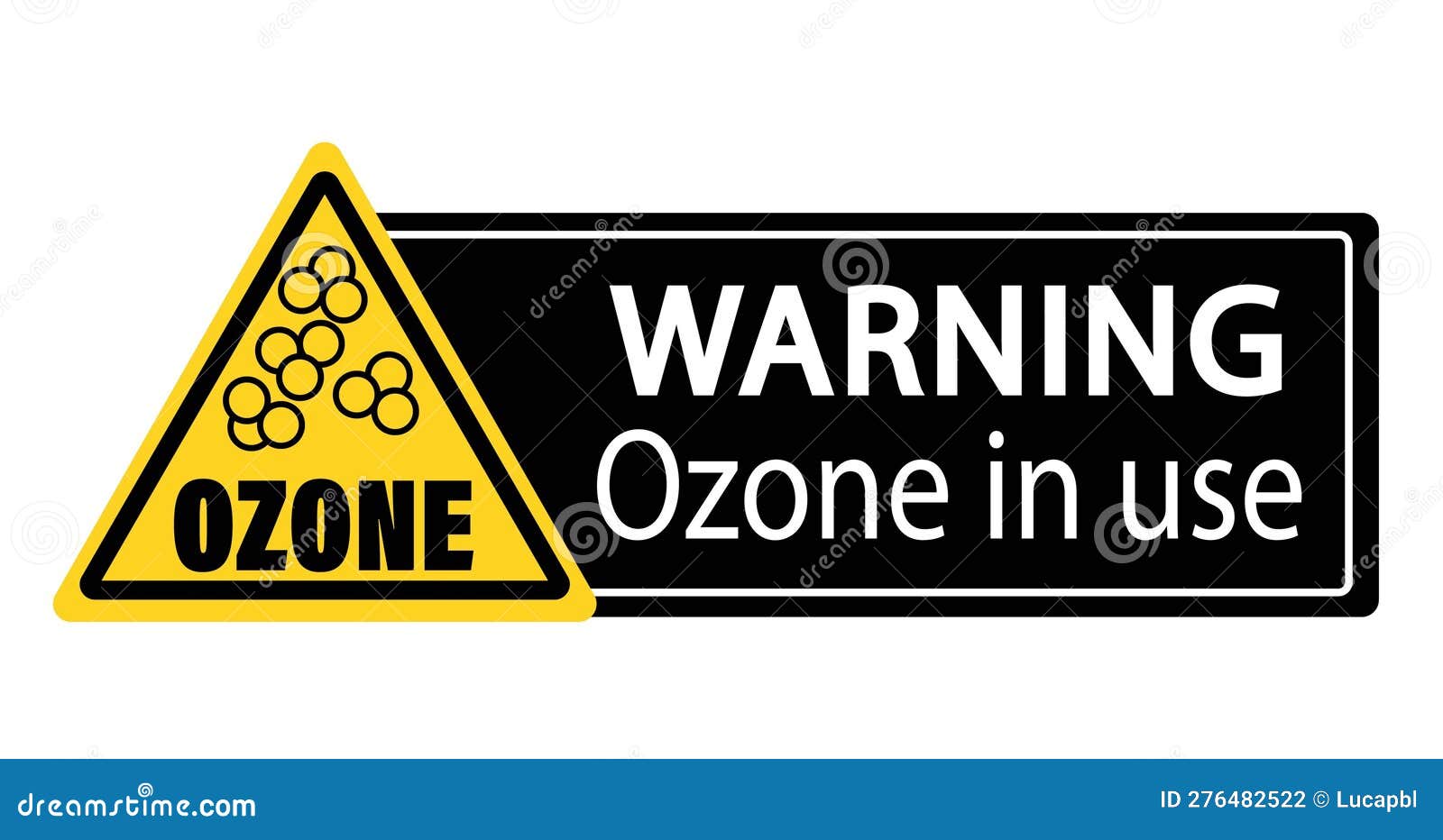 Warning, Ozone in Use. Yellow Triangle Warning Sign with Symbol Stock ...