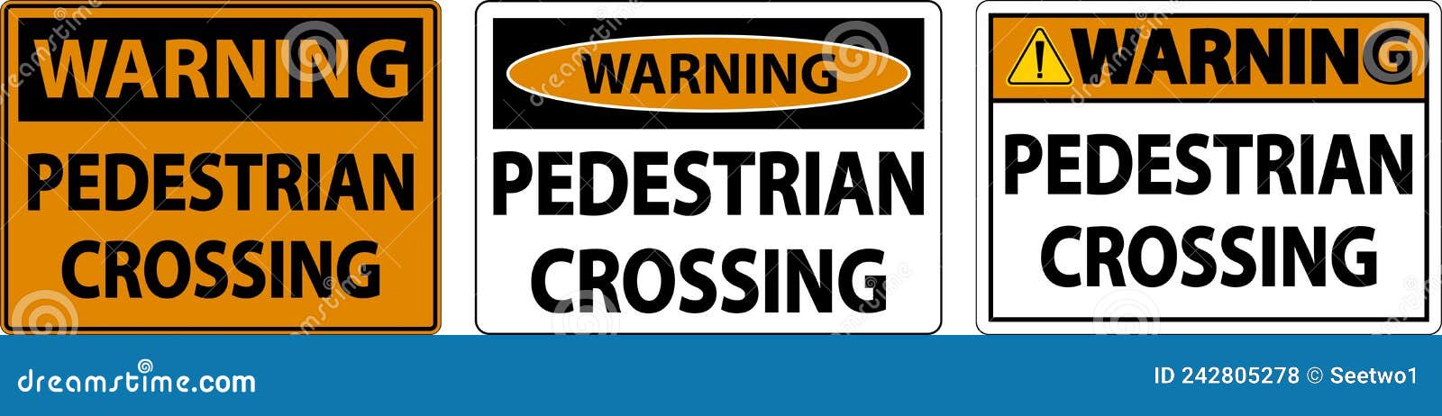 Warning Pedestrian Crossing Sign on White Background Stock Vector ...