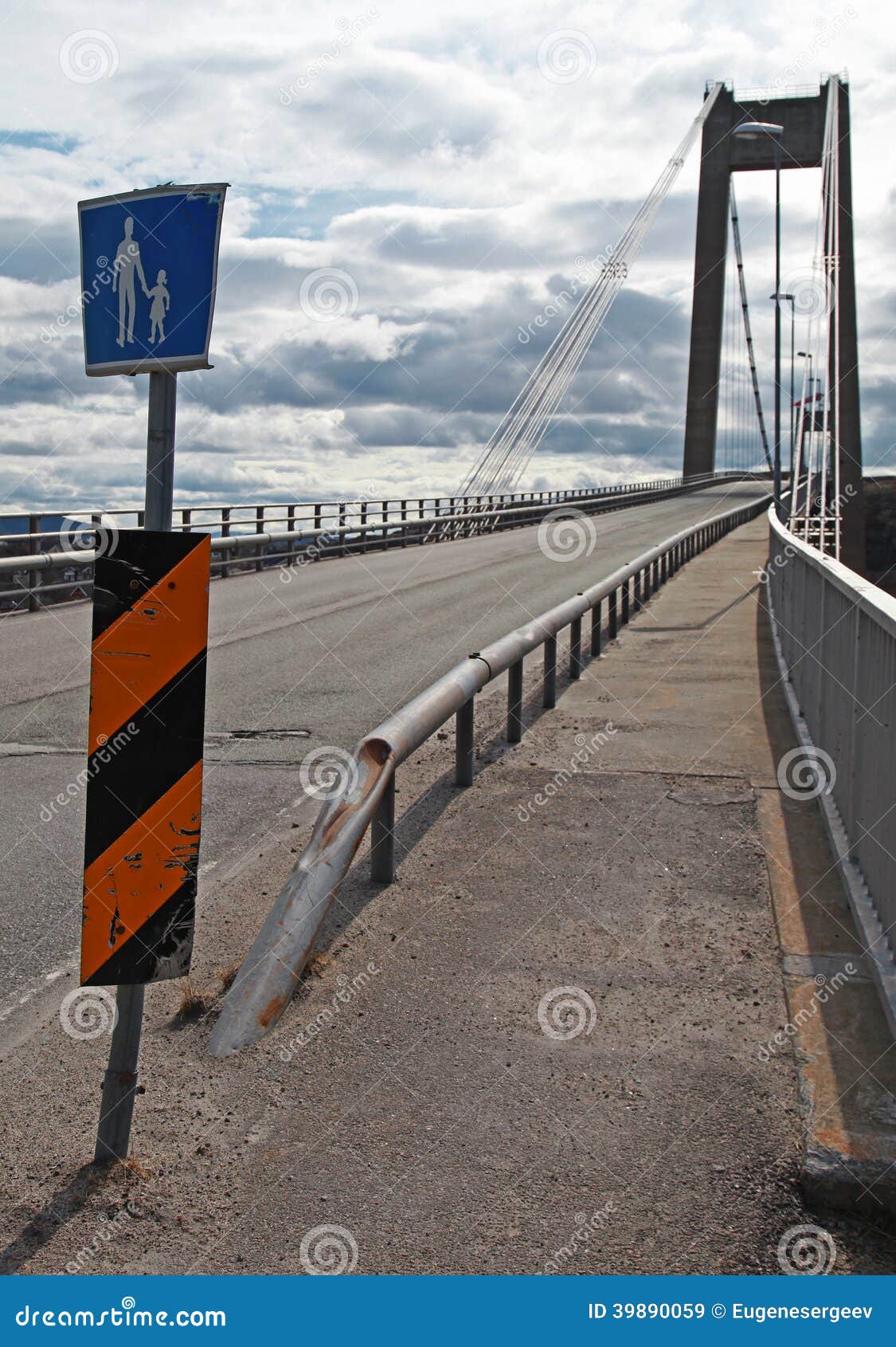 Warning Pedestrian Road Sign on Bridge in Norway Stock Image - Image of ...