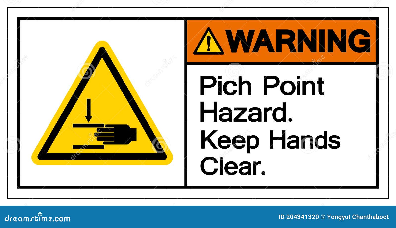 Warning Pich Point Hazard Keep Hands Clear Symbol Sign, Vector ...