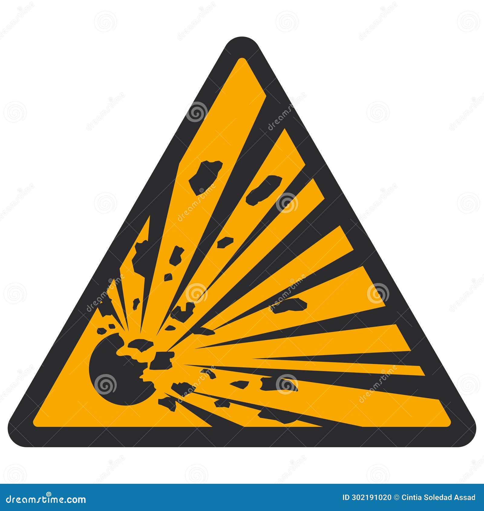 WARNING PICTOGRAM, EXPLOSIVE MATERIALS ISO 7010 - W002 Stock ...