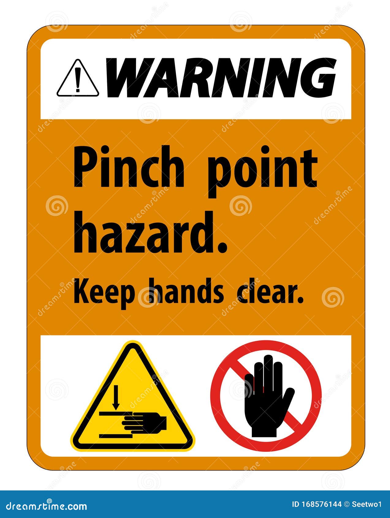 Warning Pinch Point Hazard,Keep Hands Clear Symbol Sign Isolate on ...