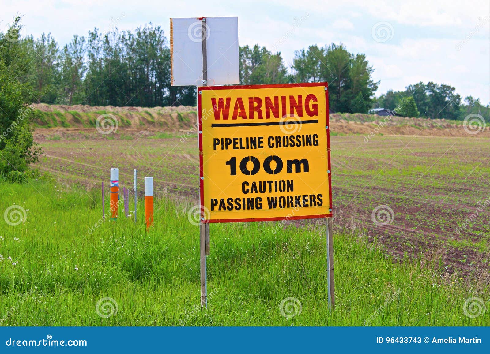 Warning Pipeline Crossing Caution Sign Stock Image - Image of caution ...
