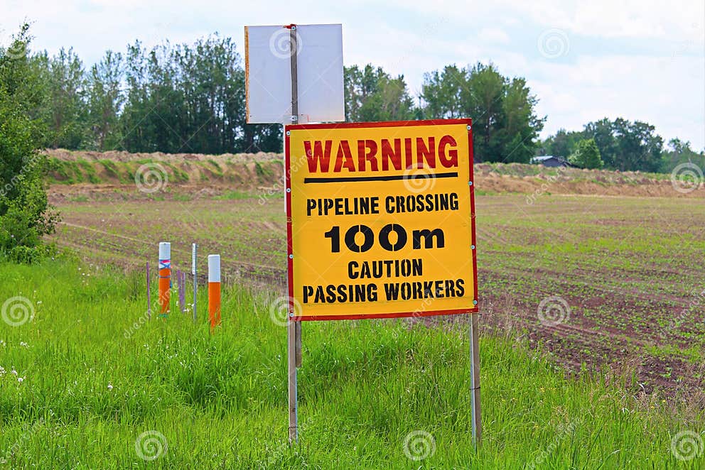 Warning Pipeline Crossing Caution Sign Stock Image - Image of caution ...