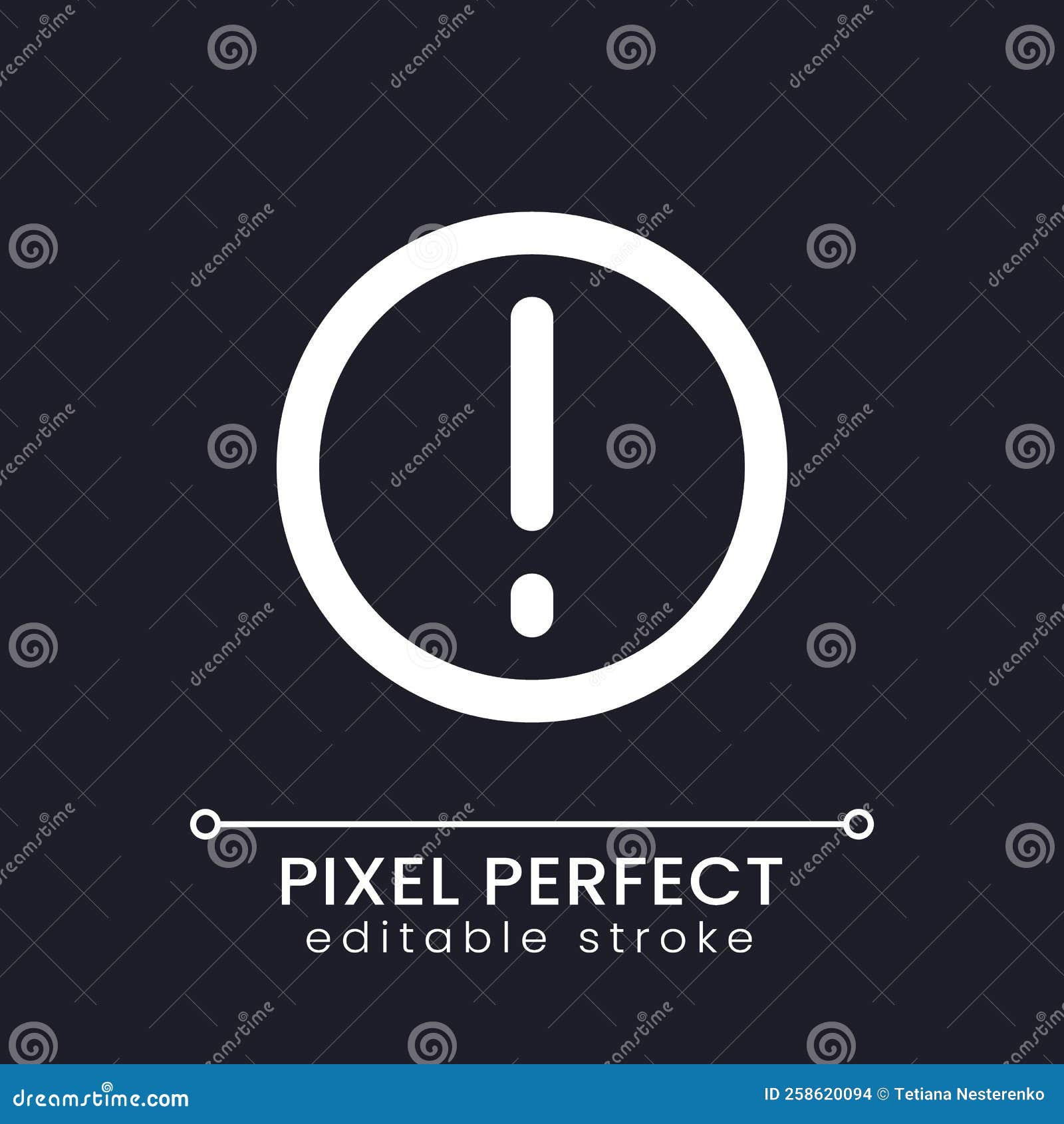 Warning Pixel Perfect White Linear Ui Icon for Dark Theme Stock Vector ...