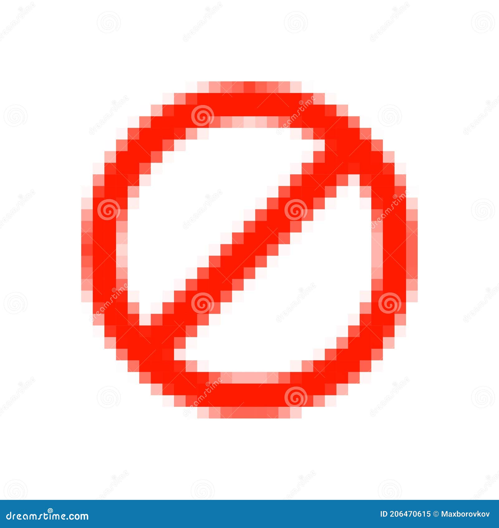 Warning pixel red no sign stock vector. Illustration of pictogram ...