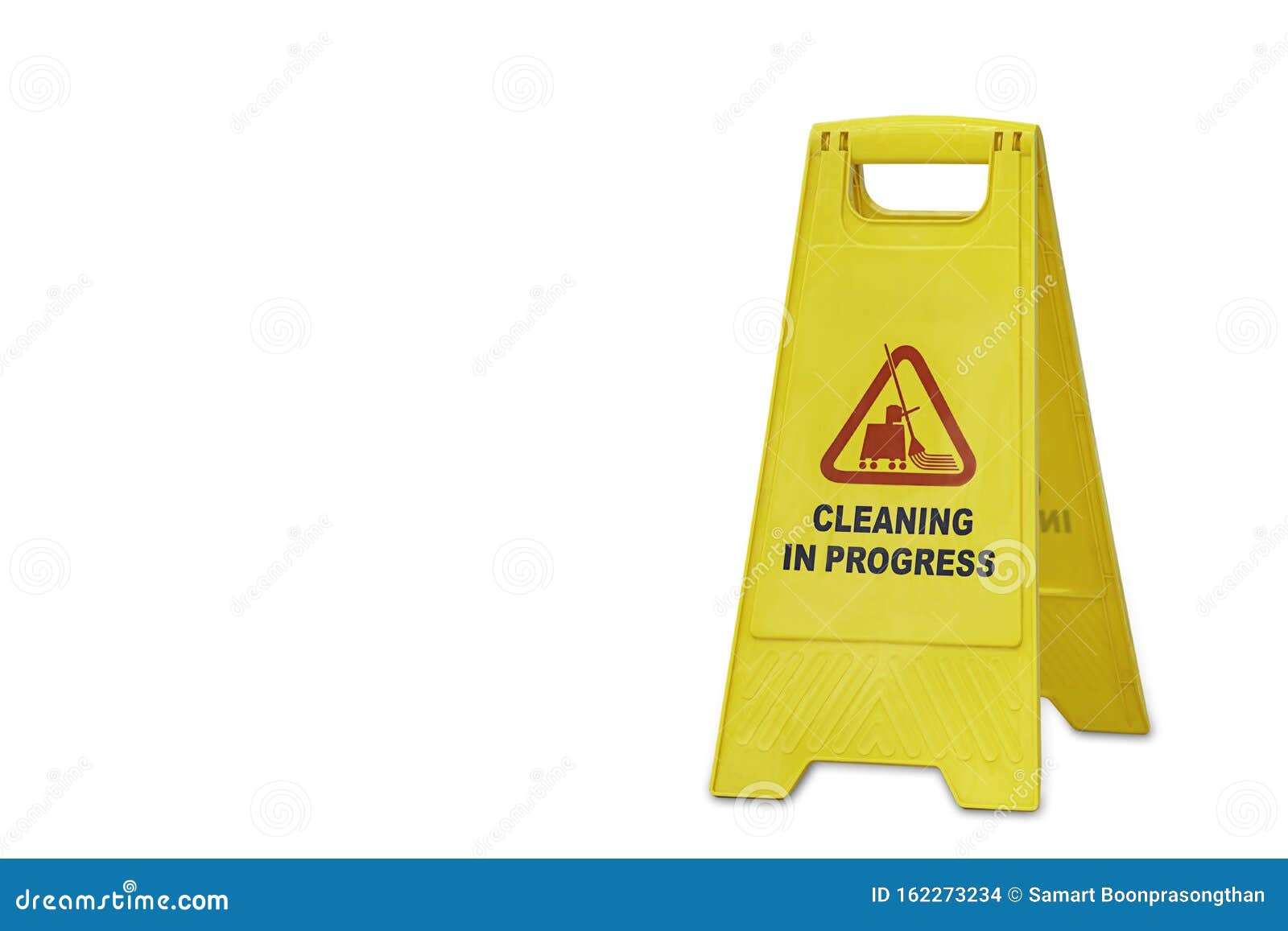 Warning Plates Cleaning in Progress Made of Yellow Plastic. on a White ...