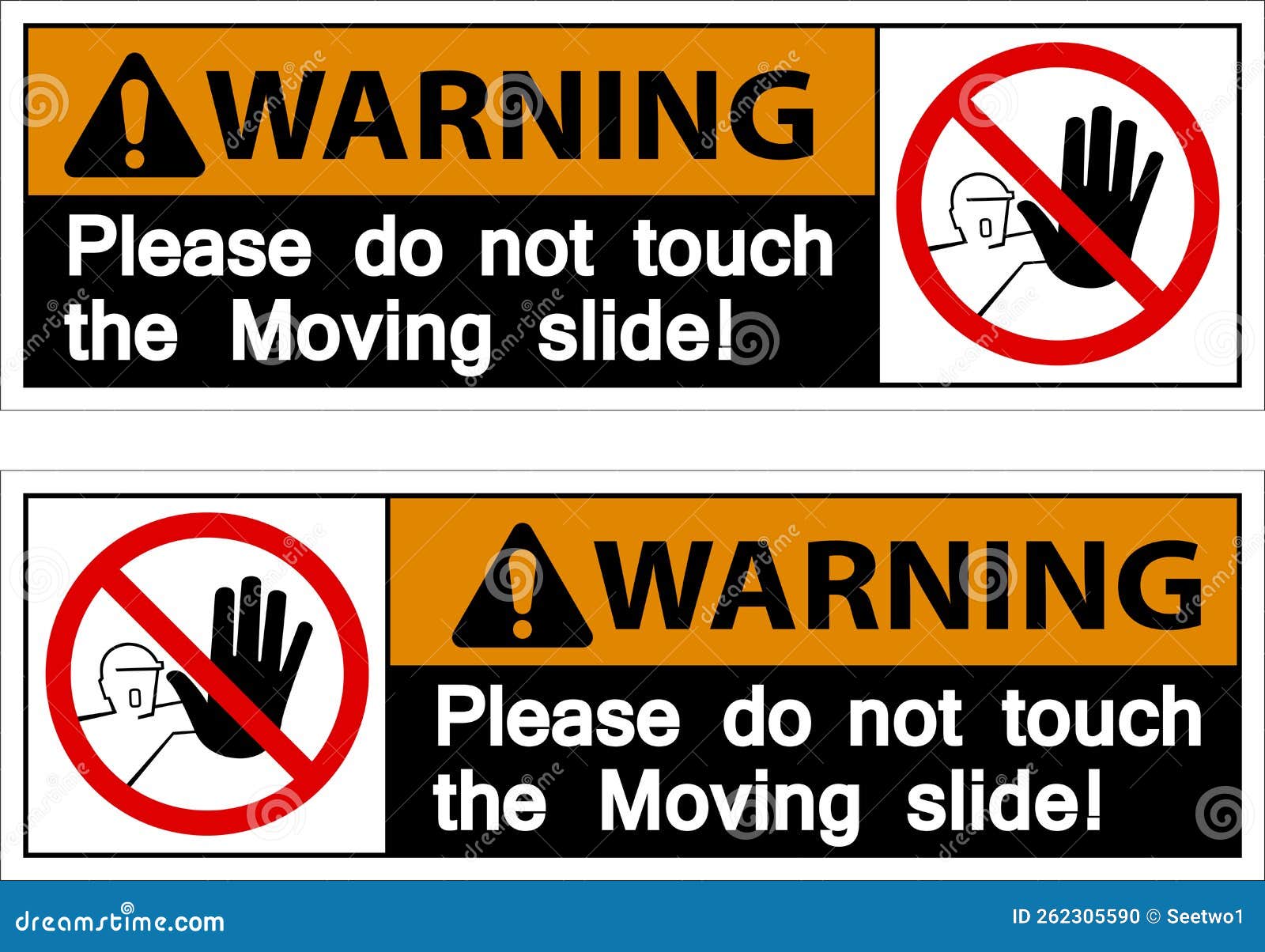 Warning Please Do Not Touch the Moving Slide on White Background Stock ...