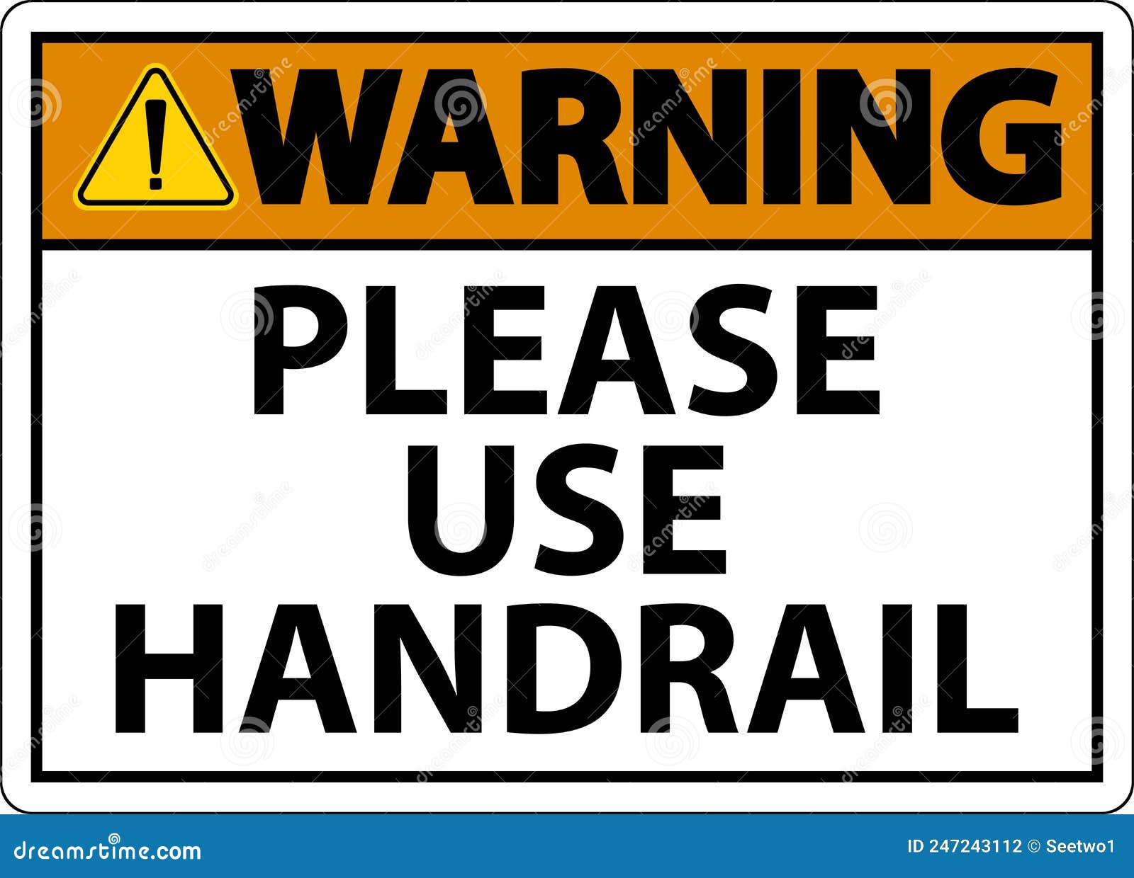 Warning Please Use Handrail Sign on White Background Stock Vector ...